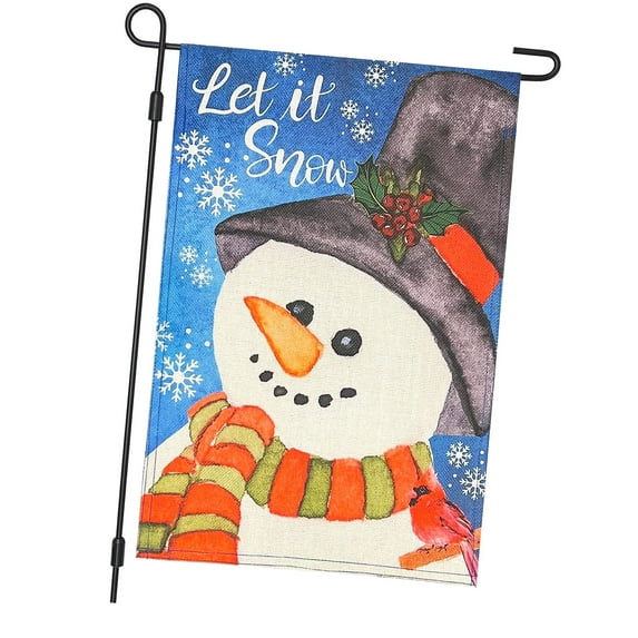 GZHJMY Let It Snow Snowman Winter Double-Sided 12x18 Inch, Snowflake ...