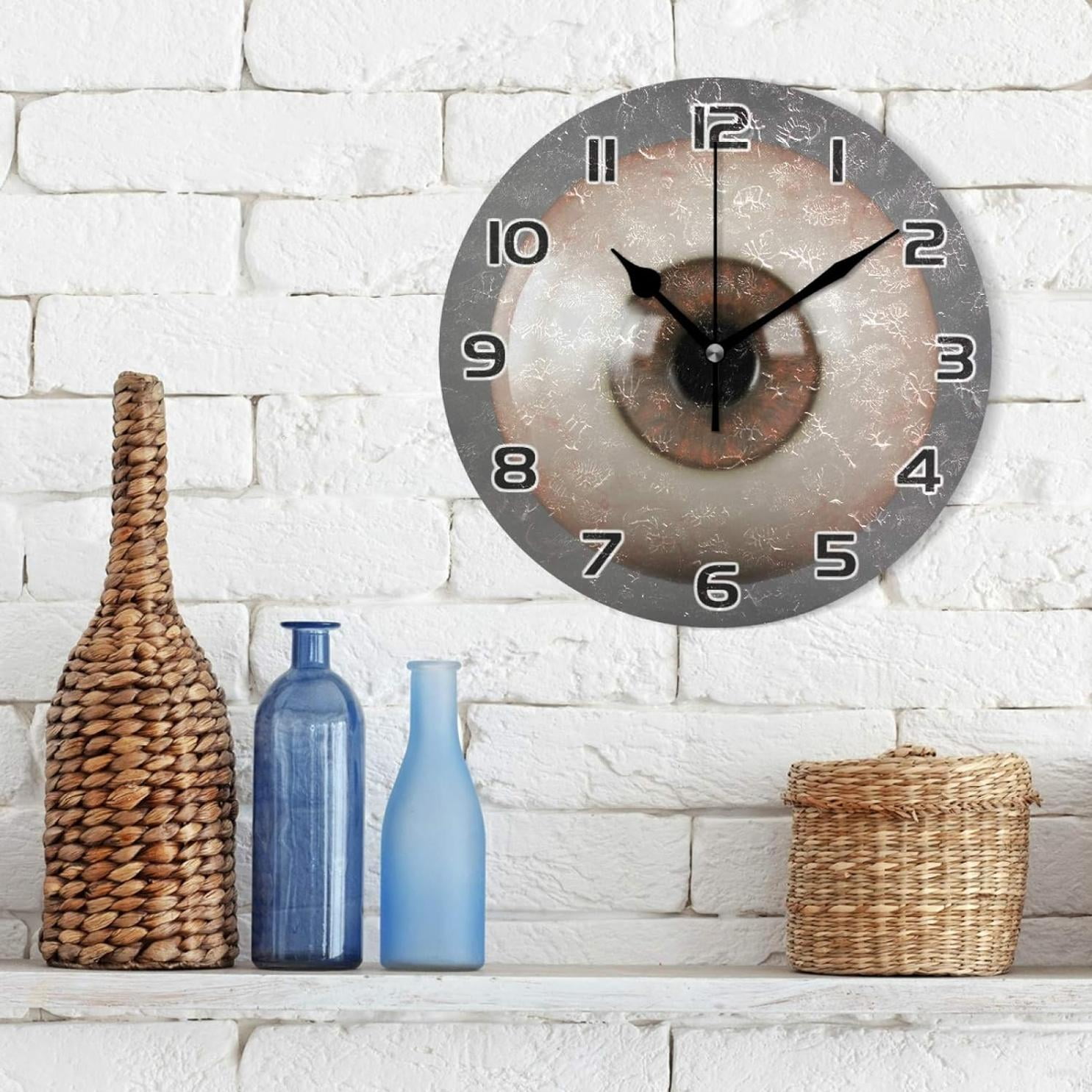 GZHJMY Lifelike Eyeball Clock, Silent Round Wall Clock, Non Ticking ...