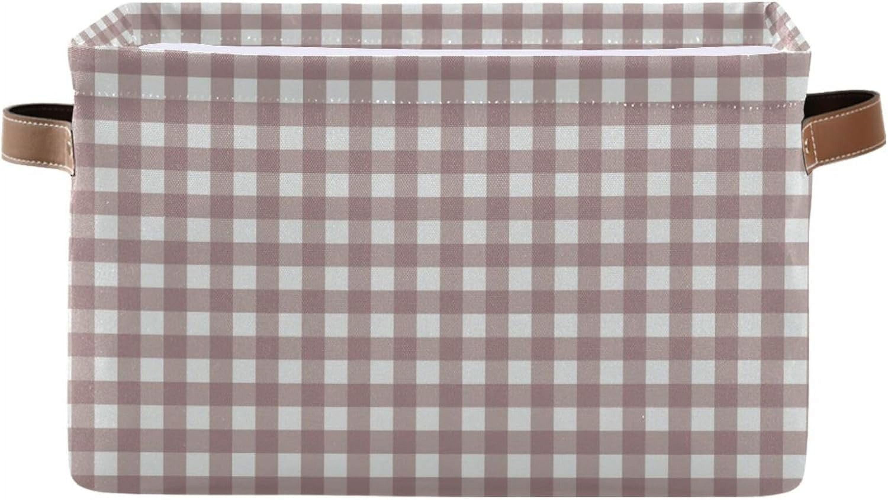 GZHJMY Light Brown Buffalo Plaid Foldable Canvas Storage Bin, Sturdy ...