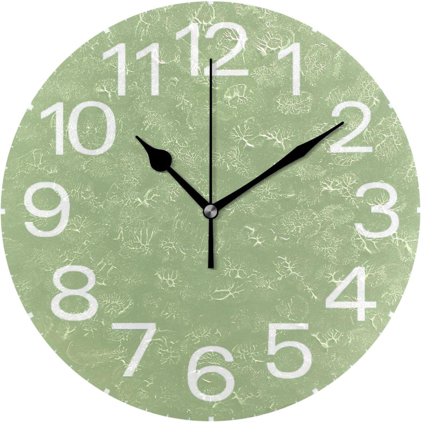 GZHJMY Light Green Wall Clock,Silent Non Ticking 10 Inch Battery ...