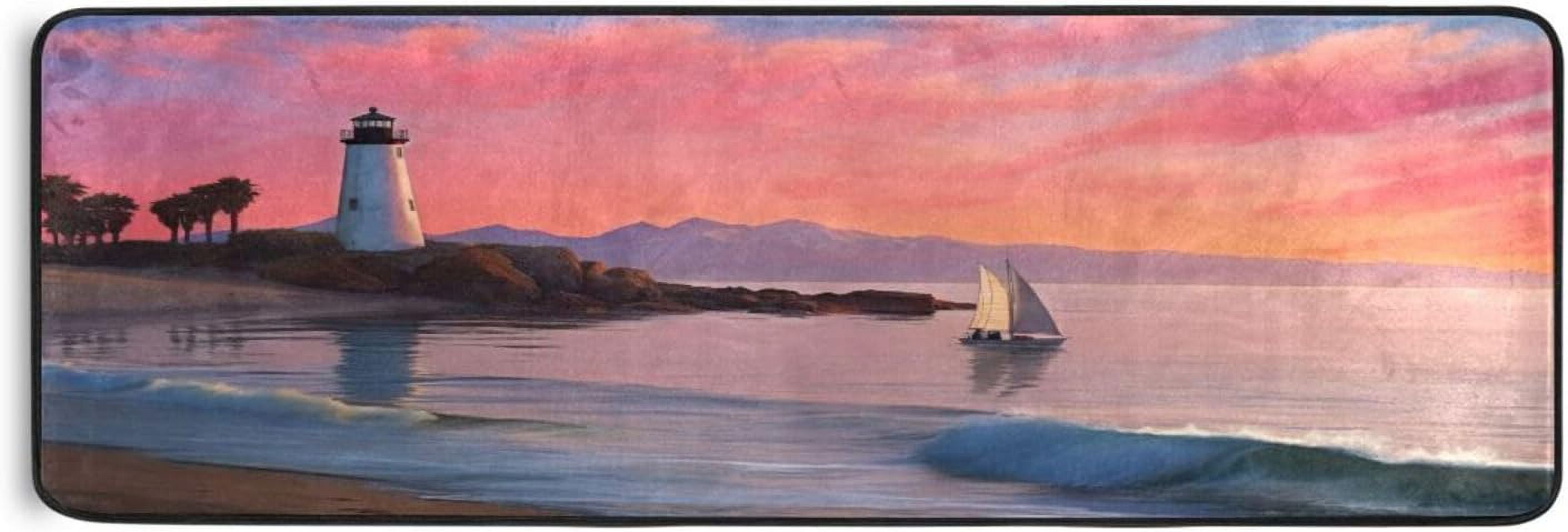 GZHJMY Lighthouse Pattern Area Rug - 2' x 6' Washable Runner Rugs with ...