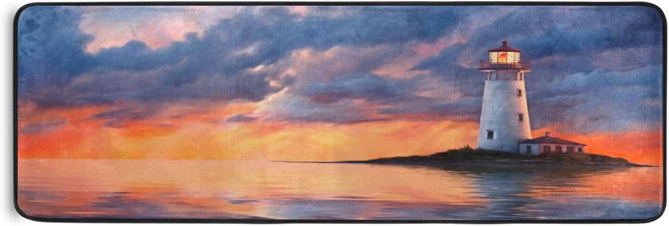 GZHJMY Lighthouse Pattern Area Rug - 2' x 6' Washable Runner Rugs with ...