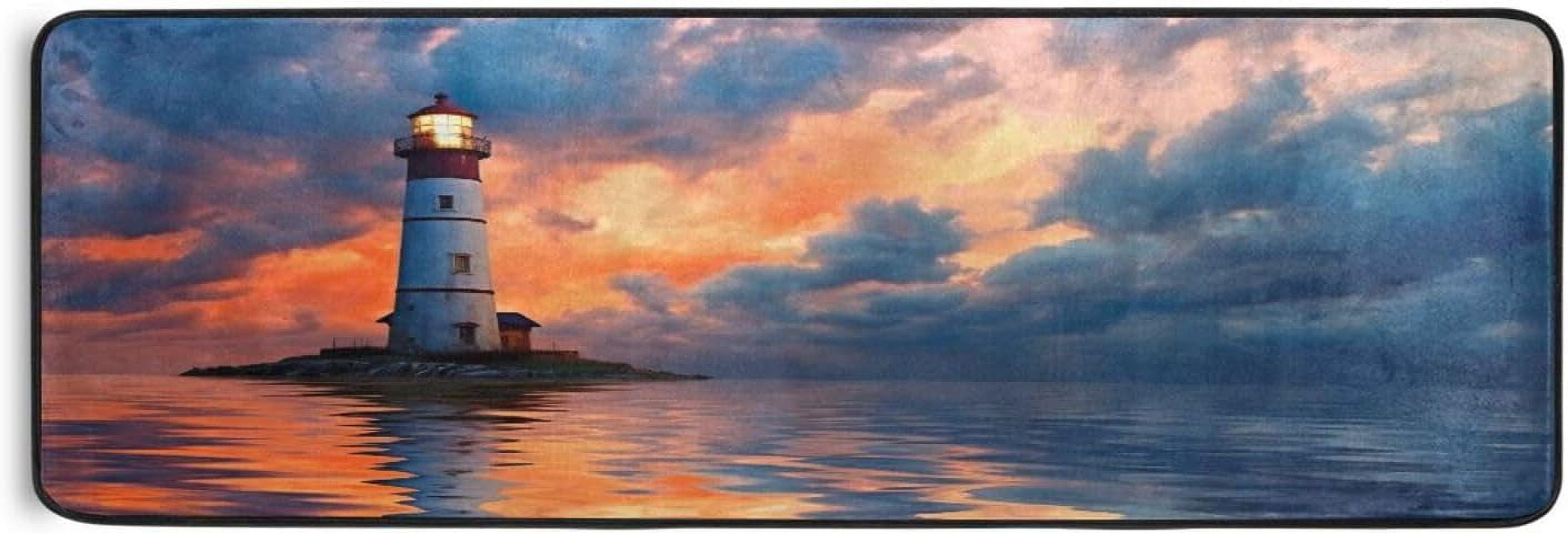 GZHJMY Lighthouse Pattern Area Rug - 2' x 6' Washable Runner Rugs with ...