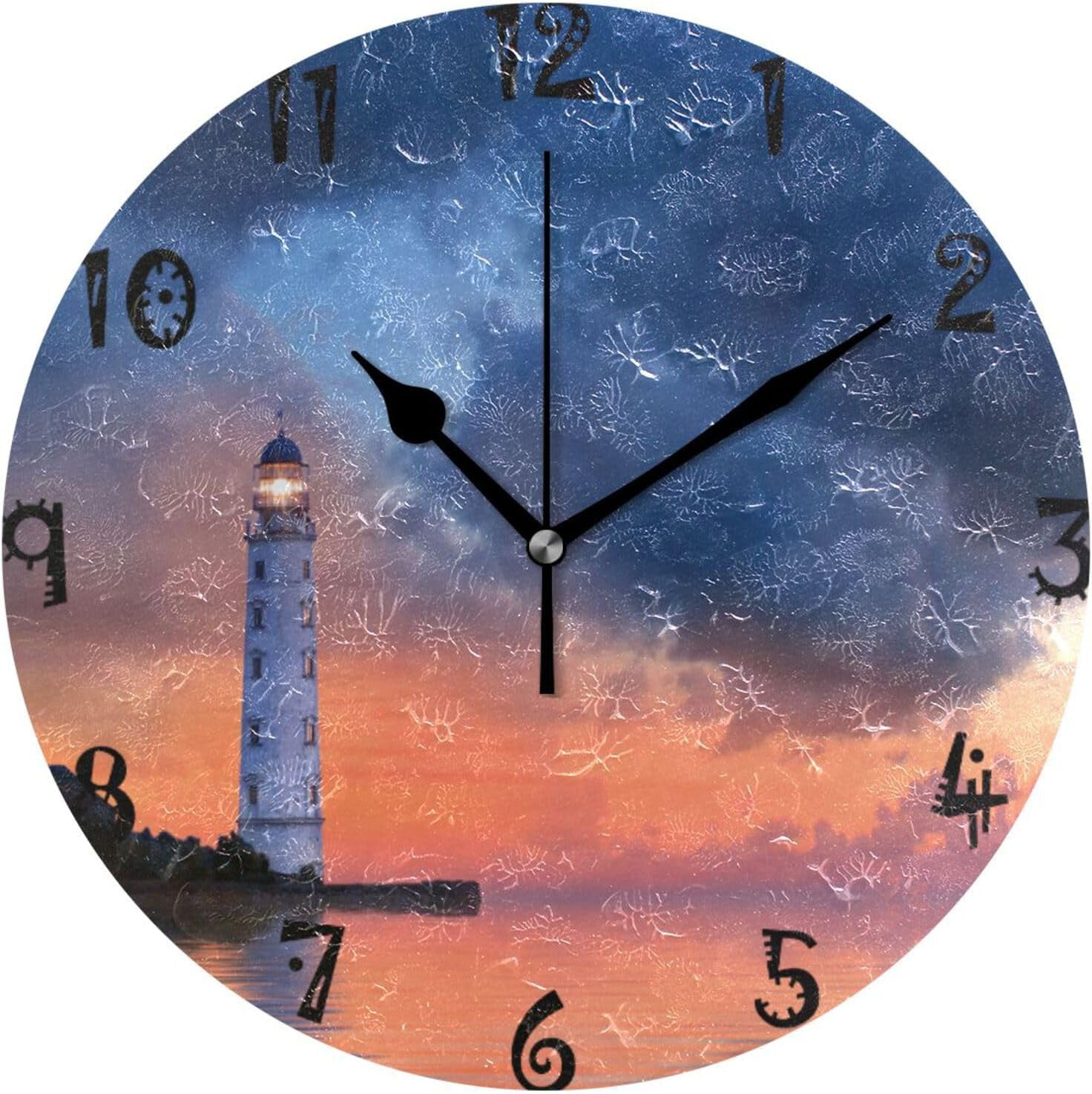 GZHJMY Lighthouse Wall Clock,Silent Non Ticking 10 Inch Battery ...