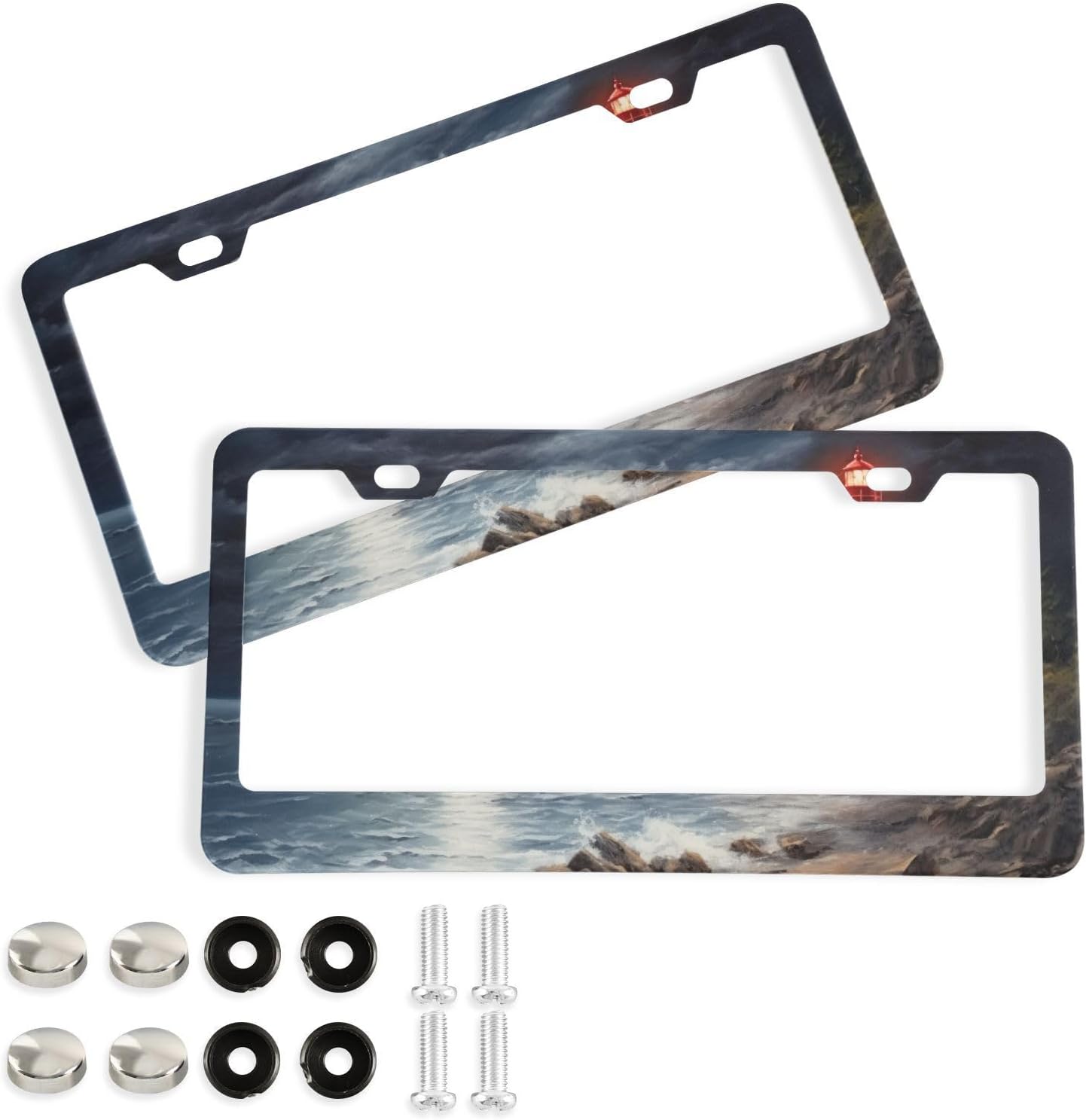 GZHJMY Lighthouse at Night License Plate Frames 2 Pack Aluminum License ...