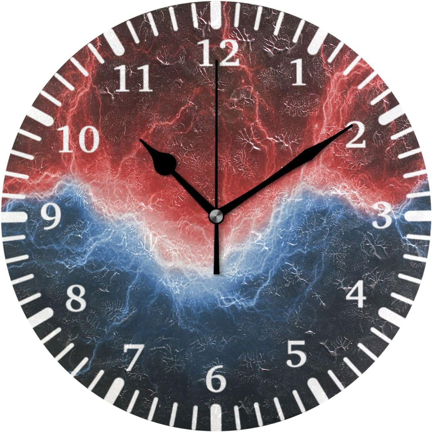 GZHJMY Lightning Red Blue Wall Clock,Silent Non Ticking 10 Inch Battery ...