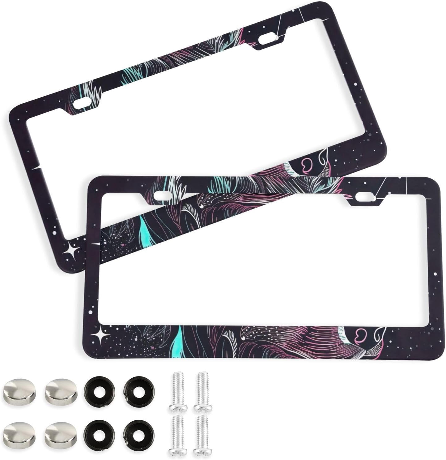 GZHJMY Lines Wolf License Plate Frames 2 Pack Aluminum License Plate ...