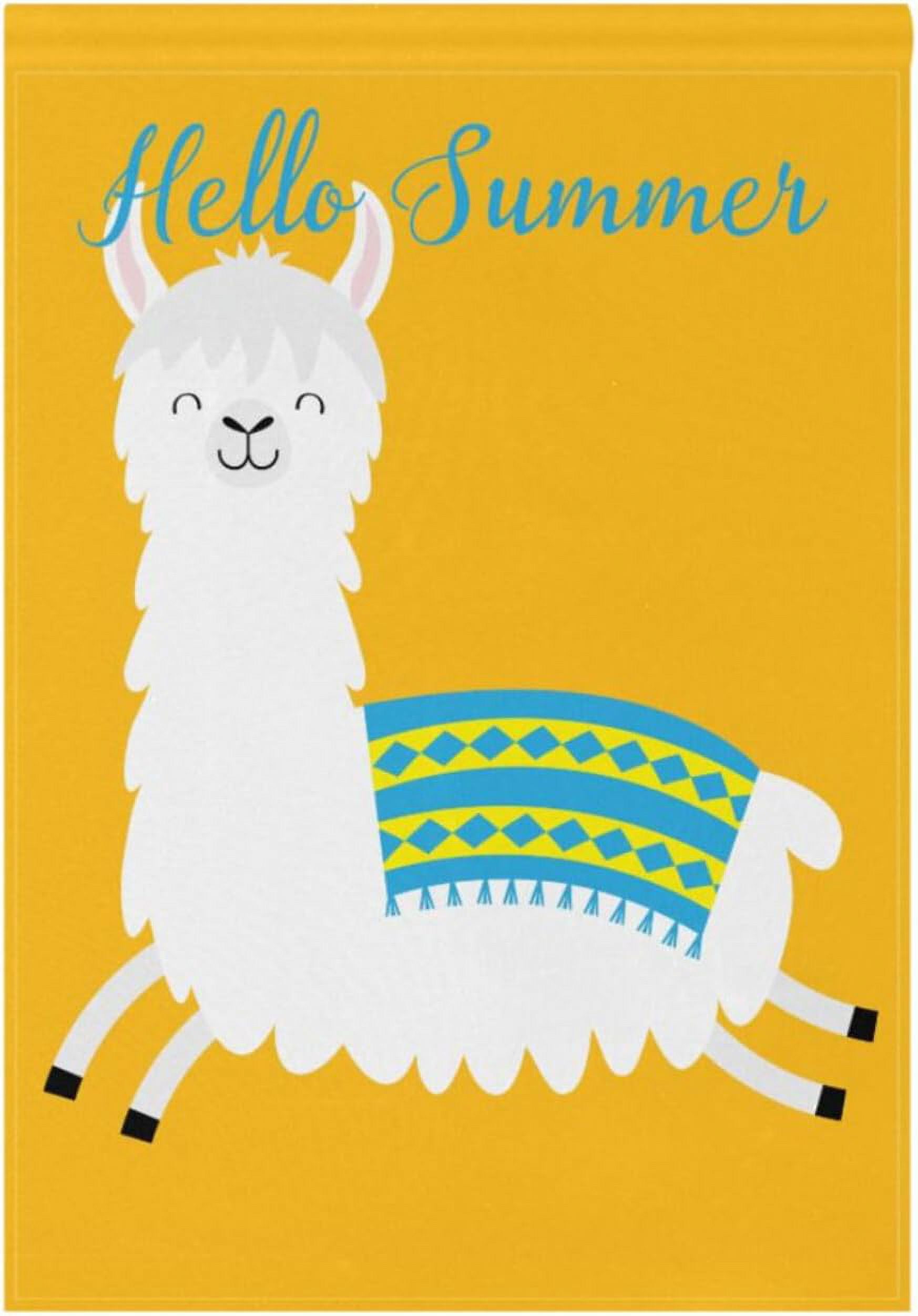 GZHJMY Llama Alpaca Hello Summer Garden Flag 12 x 18 Inch Vertical ...
