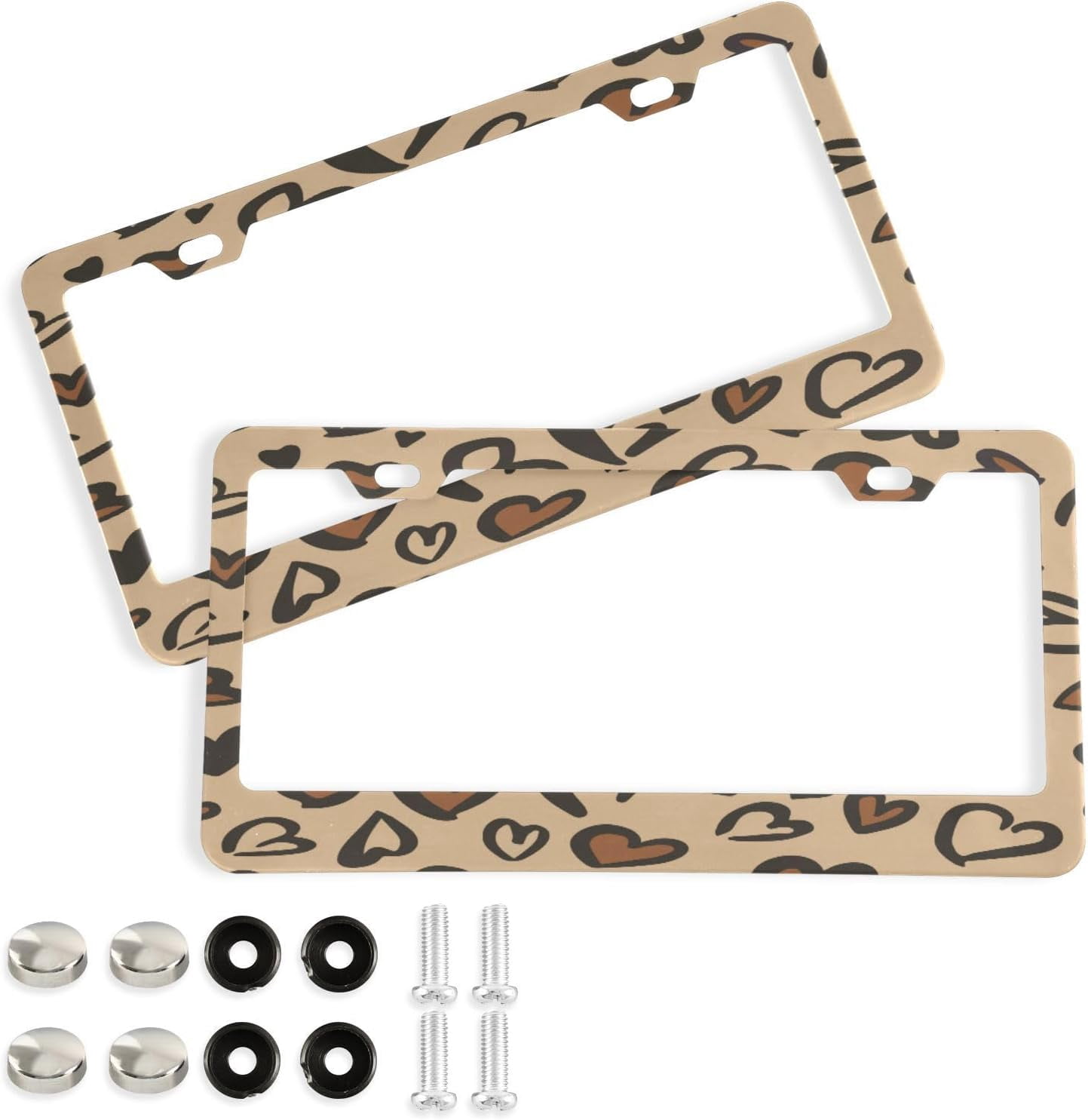 GZHJMY Love Leopard Print Car License Plate Frame, 2 Pack Aluminum ...
