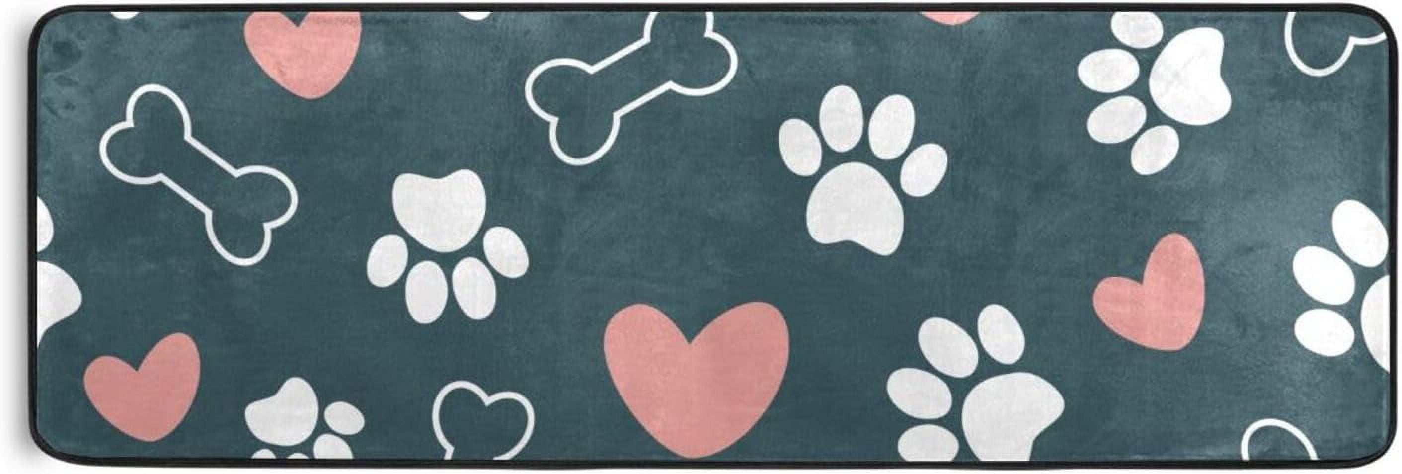 GZHJMY Love Paw Print Area Rug - 2' x 6' Washable Runner Rugs with ...