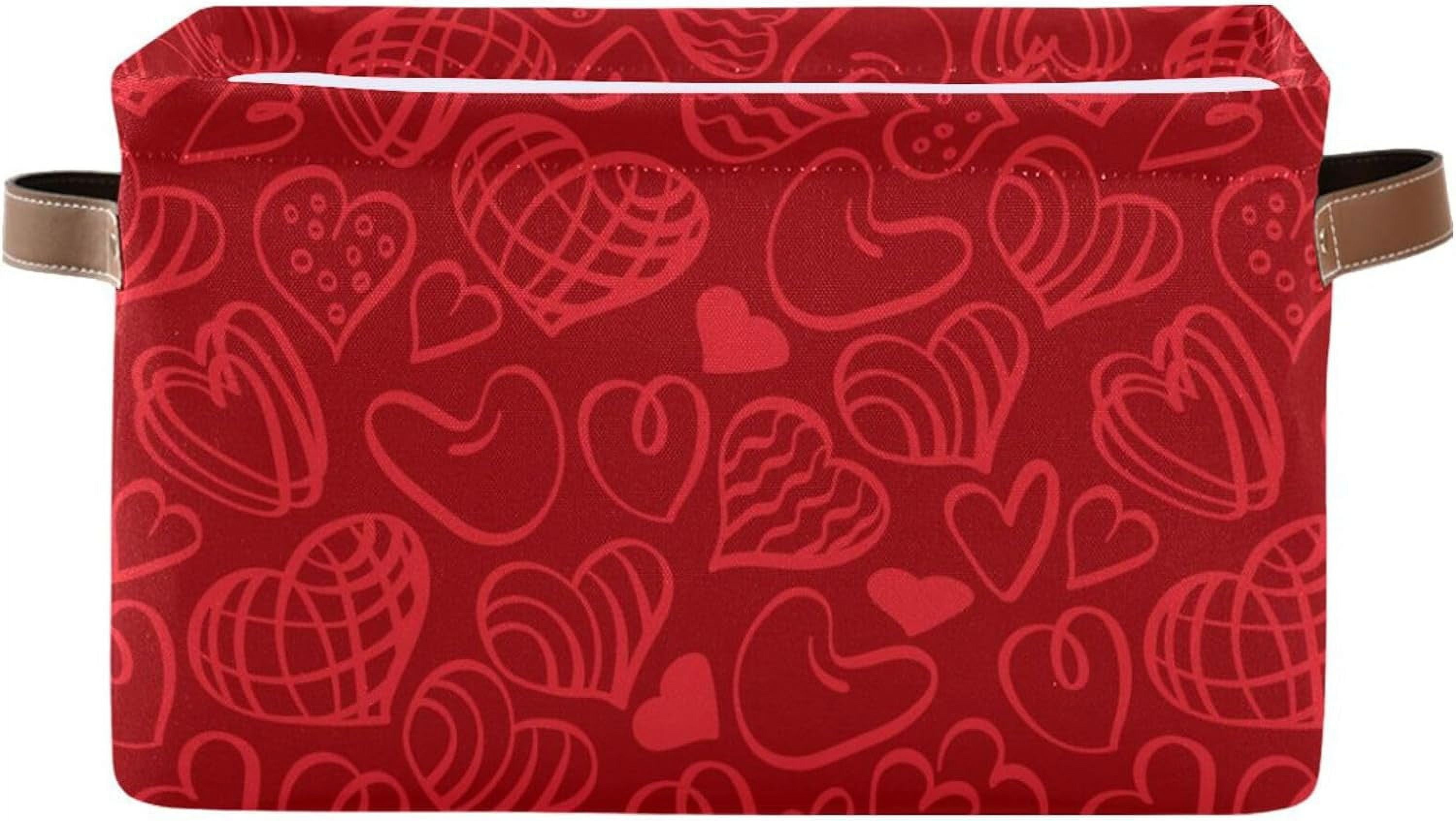 GZHJMY Love Printing Red Storage Bins Foldable Canvas Fabric Storage ...