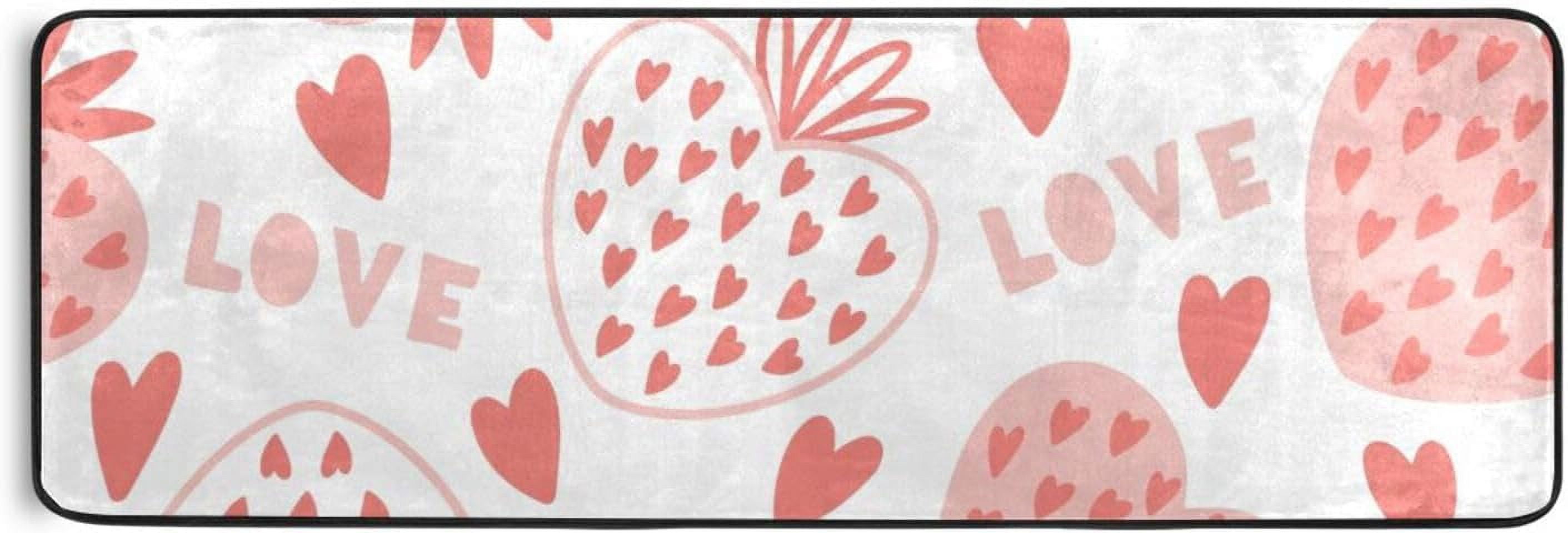 GZHJMY Love Strawberry Area Rug - 2' x 6' Washable Runner Rugs with ...
