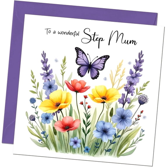 GZHJMY Lovely Step Mum Birthday Card with Floral Design Birthday ...