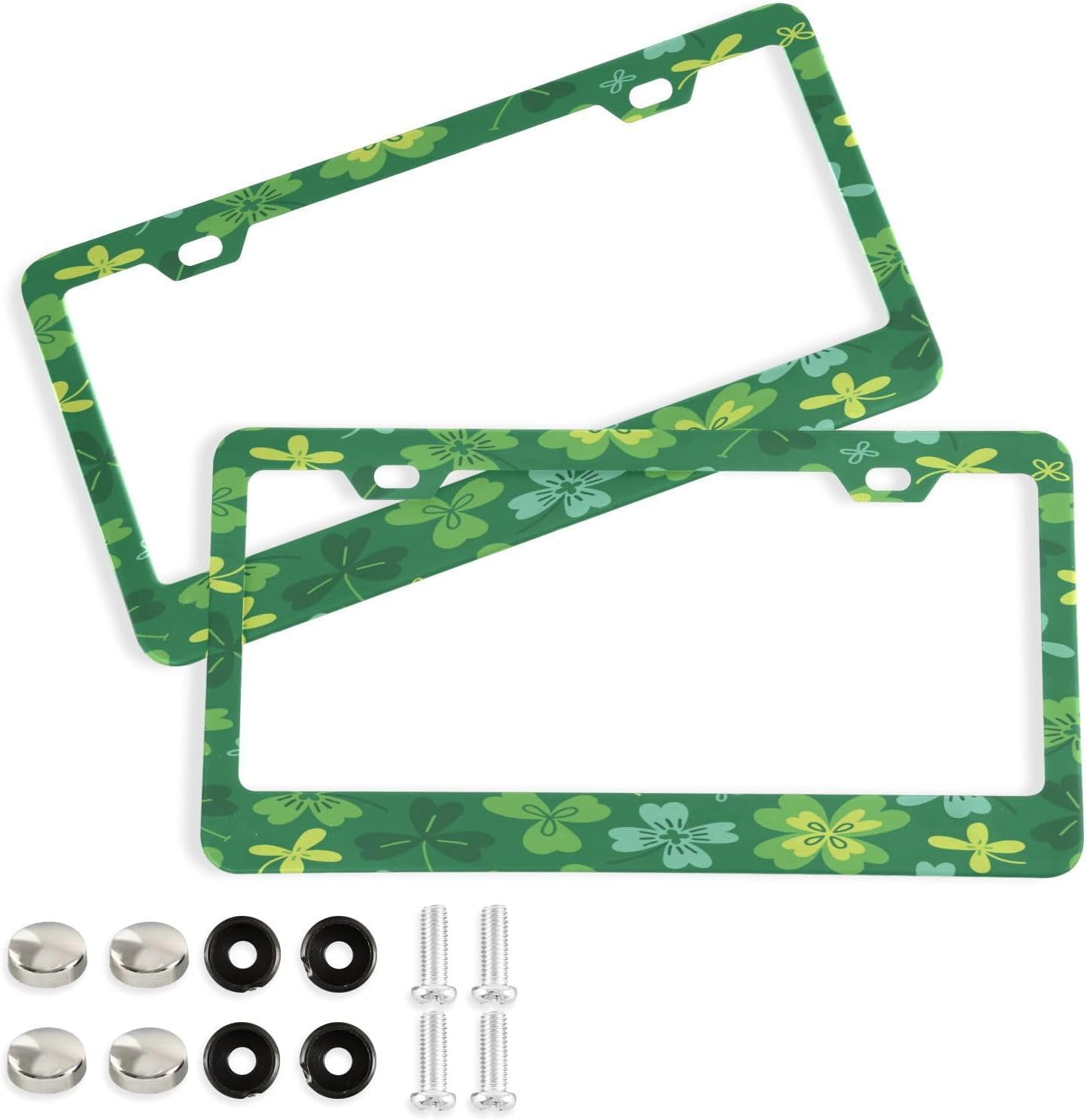 GZHJMY Lucky Shamrock License Plate Frames Set of 2, Universal Aluminum ...