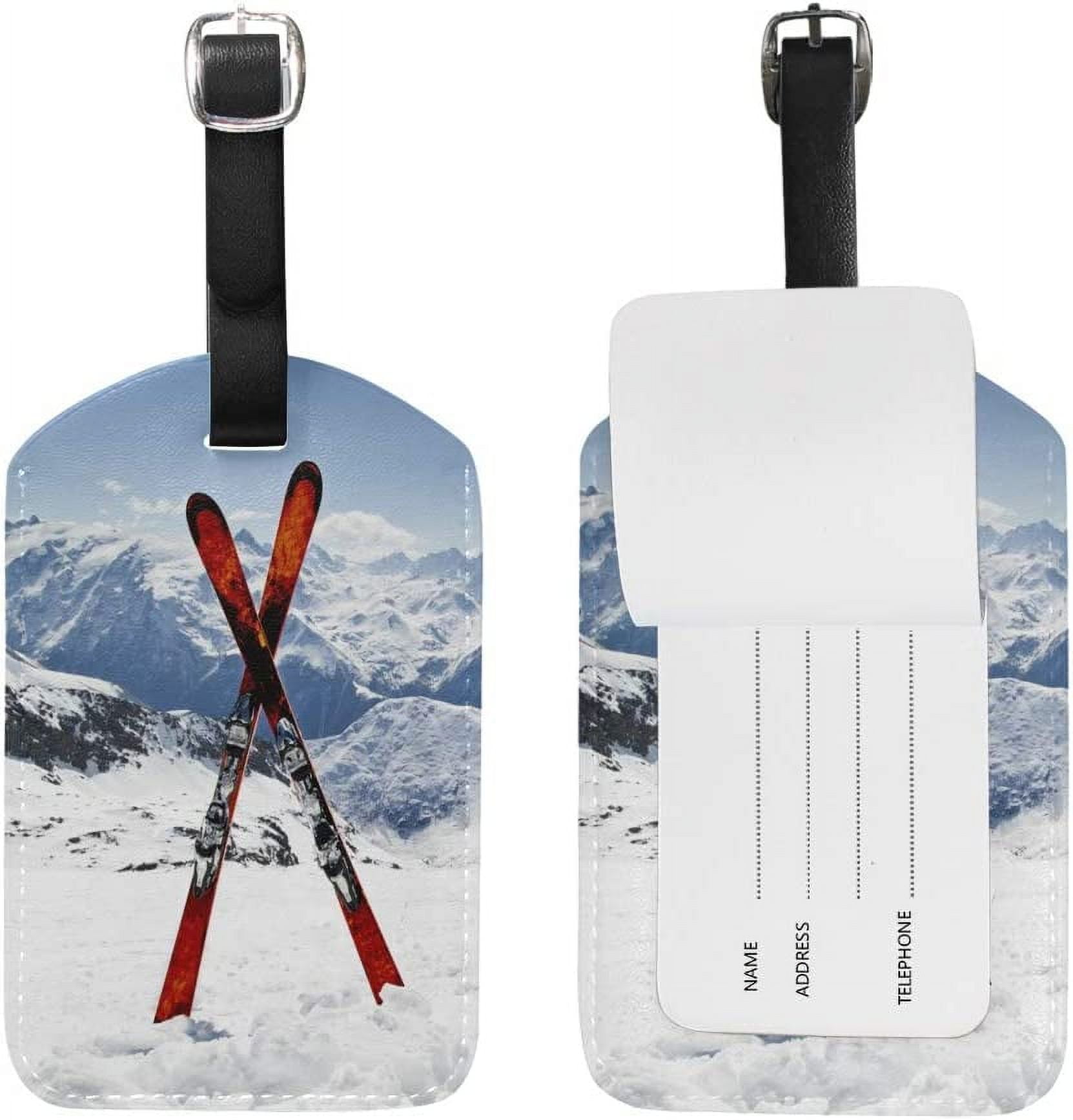 GZHJMY Luggage Tag Pair Of Cross Skis In Snow Winter Landscape Travel ...