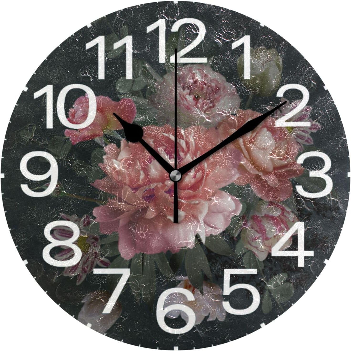 GZHJMY Luxurious Baroque Bouquet Wall Clock,Silent Non Ticking 10 Inch ...