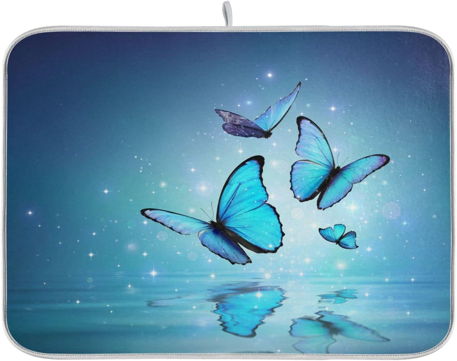 GZHJMY Magic Blue Butterflies on Water Absorbent Dish Drying Mat, 16 x ...