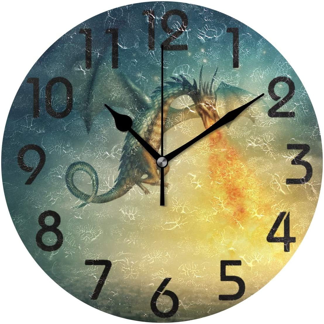 GZHJMY Magic Flying Angry Fantasy Dragon Spray Fire Print Round Wall ...