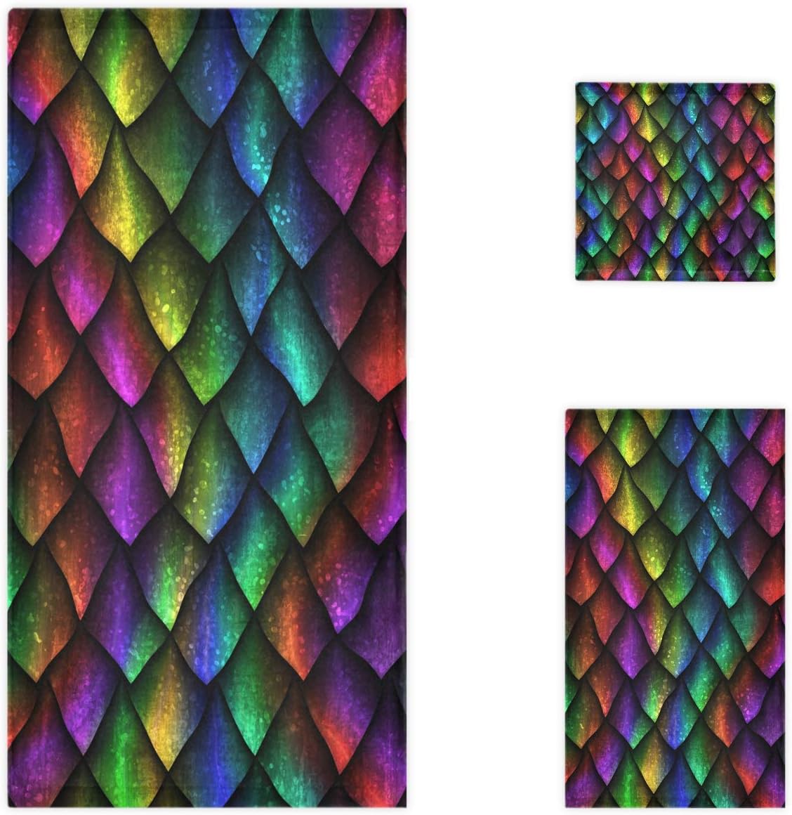 GZHJMY Magic Rainbow Dragon Scales Soft Luxury Decorative Set of 3 ...