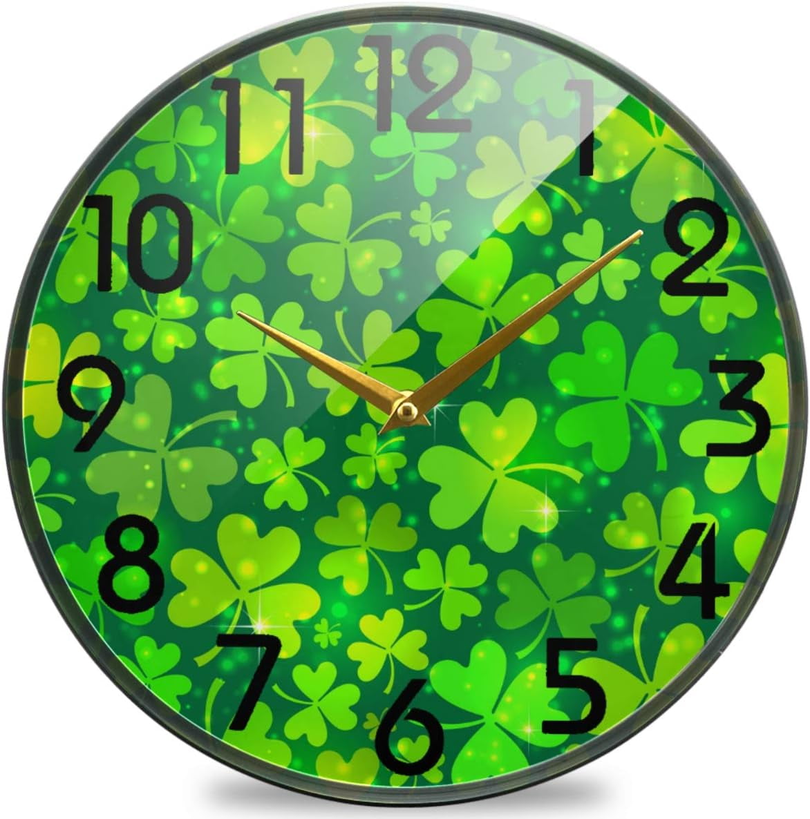 GZHJMY Magic Shamrock Clover Pattern with Lights Round Wall Clock, 9.5 ...