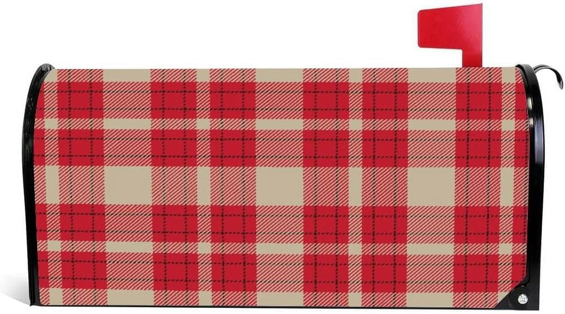 GZHJMY Magnetic Mailbox Covers Check Plaid Red Mailbox Stickers ...