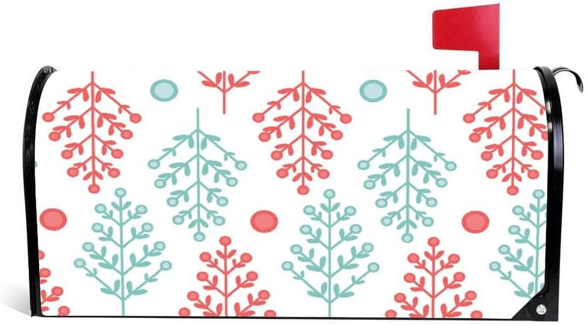 GZHJMY Magnetic Mailbox Covers Christmas Teal Red Leaves Mailbox ...
