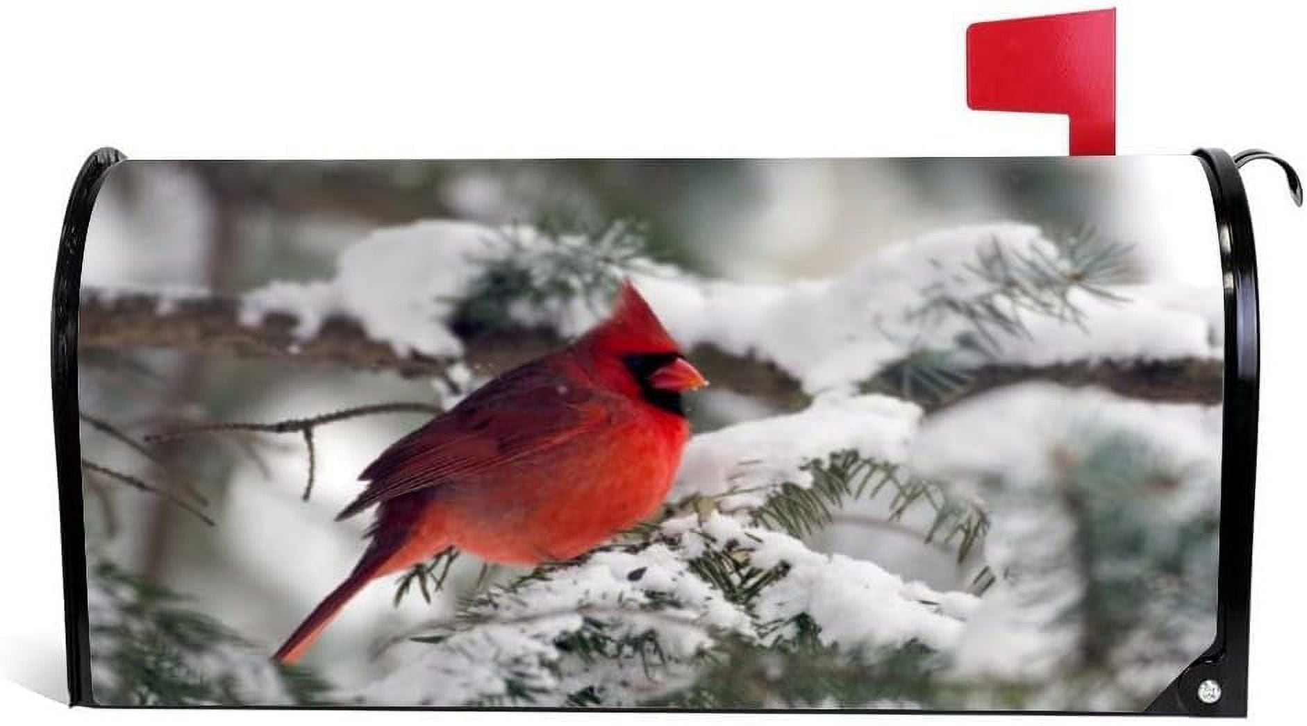 GZHJMY Magnetic Mailbox Covers Northern Cardinal Winter Mailbox ...