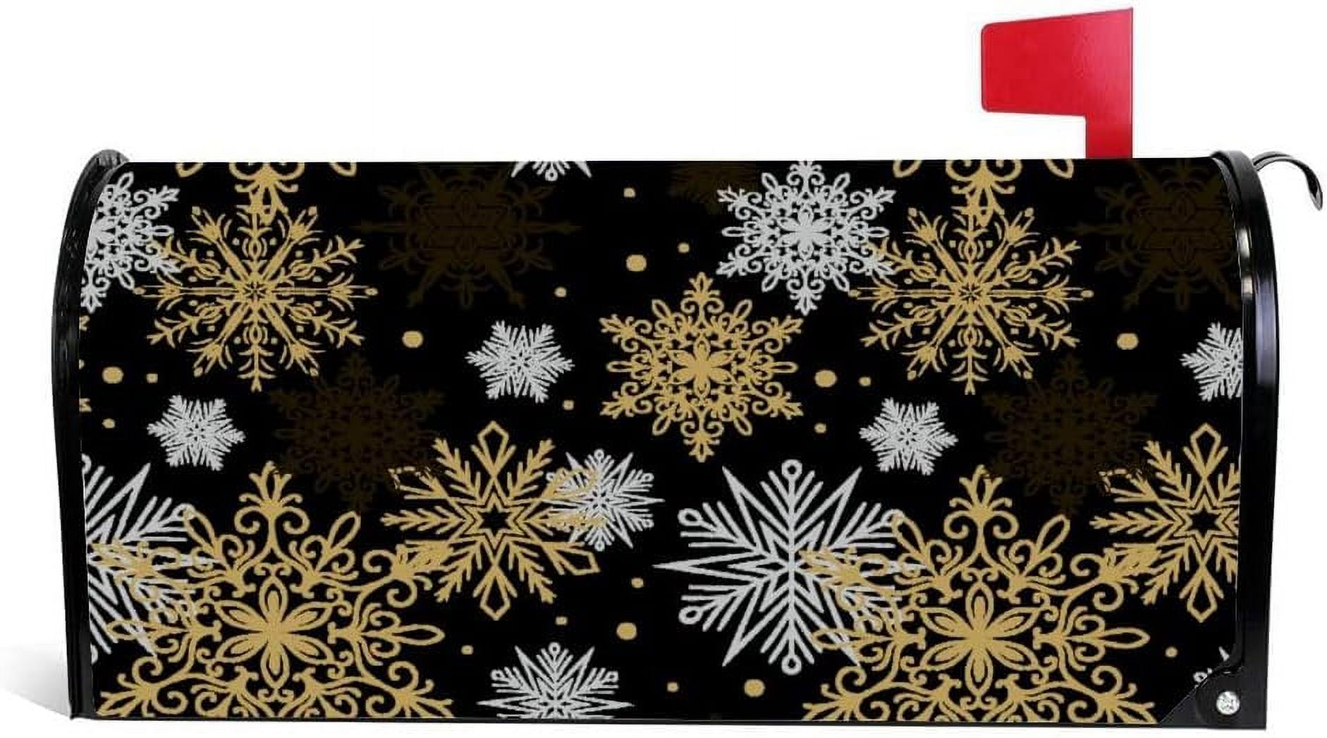GZHJMY Magnetic Mailbox Covers Snowflakes Gold Black and Gray Mailbox ...