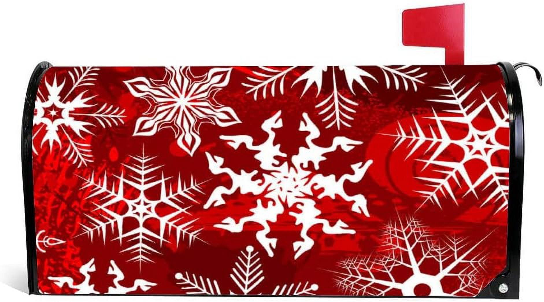 GZHJMY Magnetic Mailbox Covers Snowflakes Red Mailbox Stickers ...