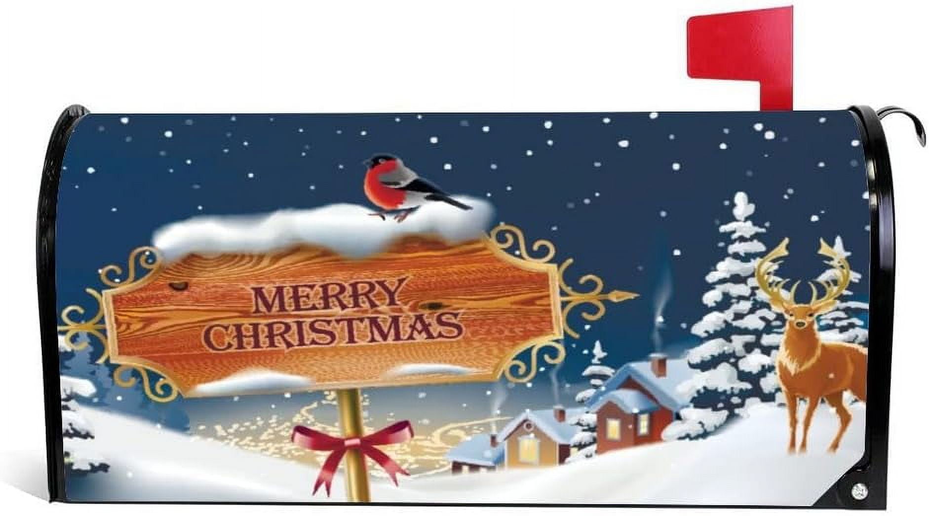 GZHJMY Magnetic Mailbox Covers Winter Mailbox Stickers MailWraps Post ...