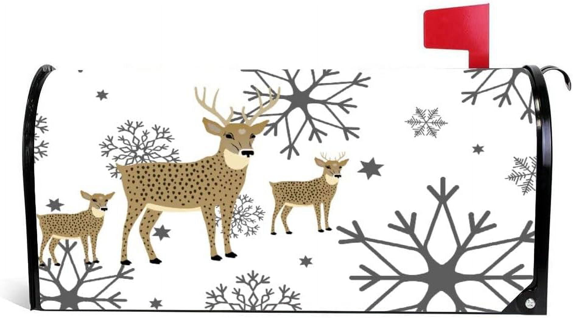 GZHJMY Magnetic Mailbox Covers Winter Snowflake Deer Mailbox Stickers ...