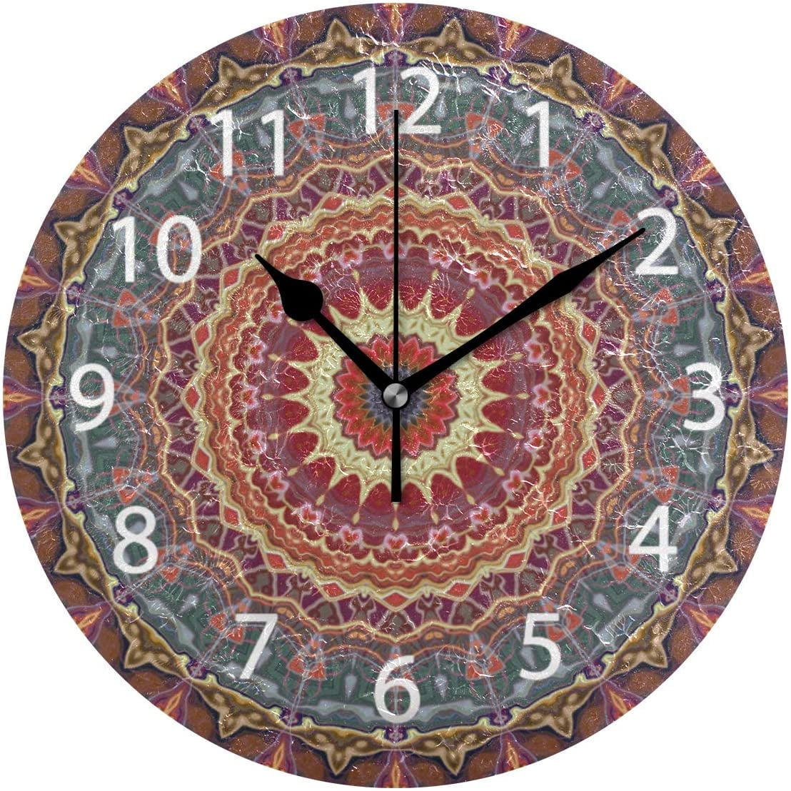 GZHJMY Mandala Clocks Battery Operated Silent Desk Clock, Mosaic Retro ...