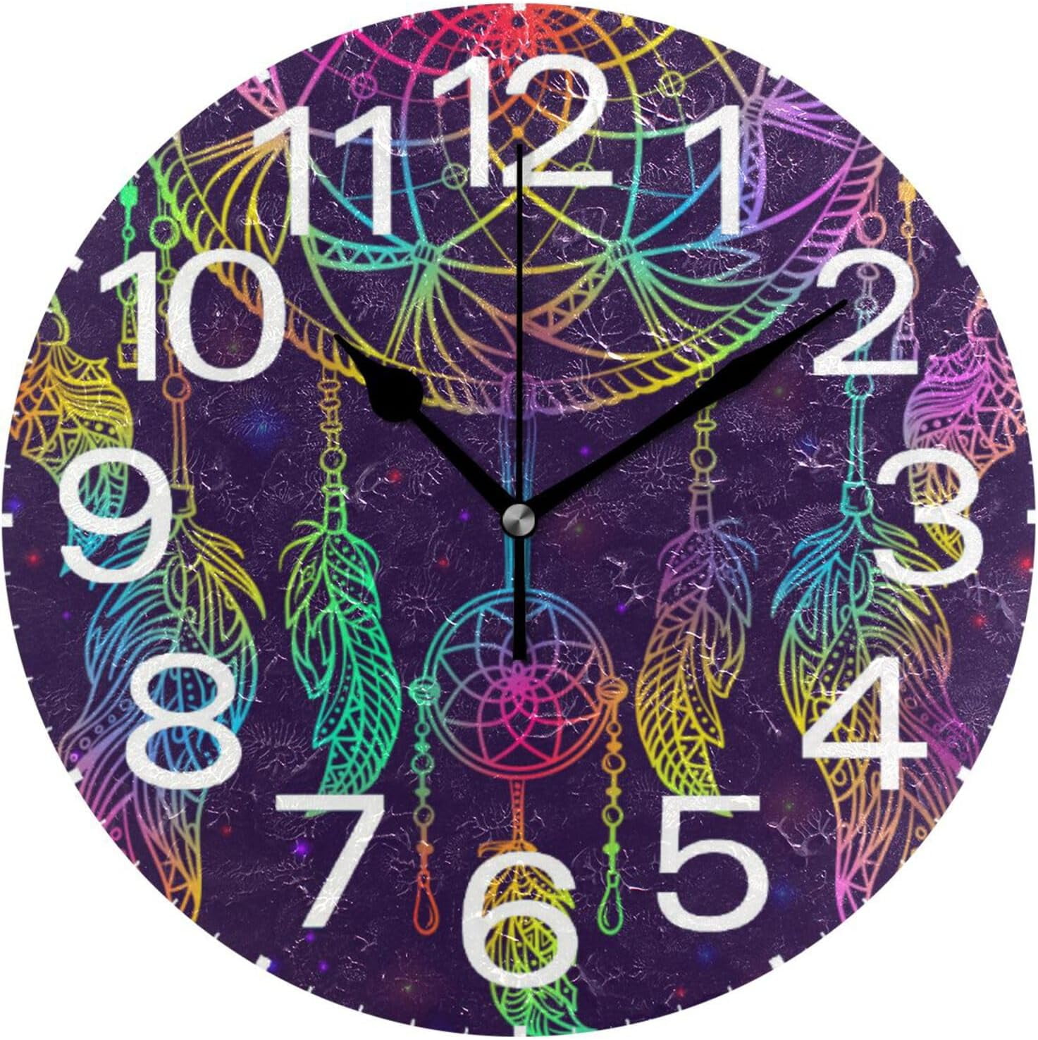 GZHJMY Mandala Colorful Dream Catcher Wall Clock,Silent Non Ticking 10 ...
