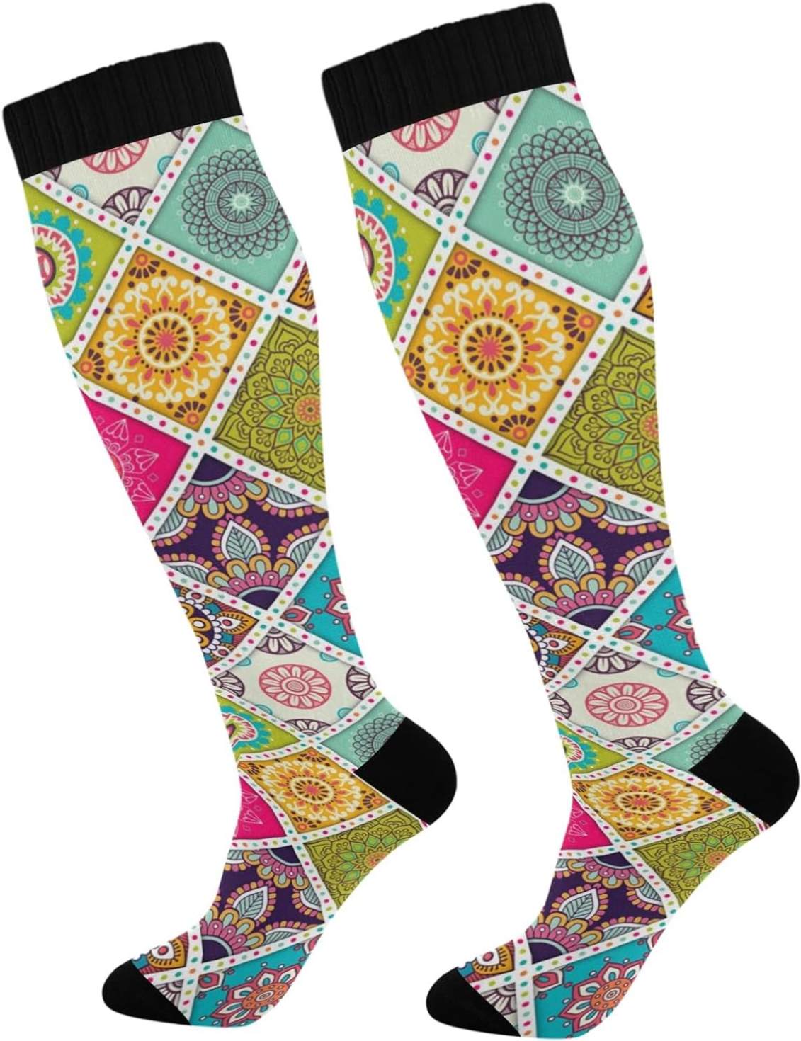 GZHJMY Mandala Compression Socks, Women Men Long Stocking (20-30mmHg ...
