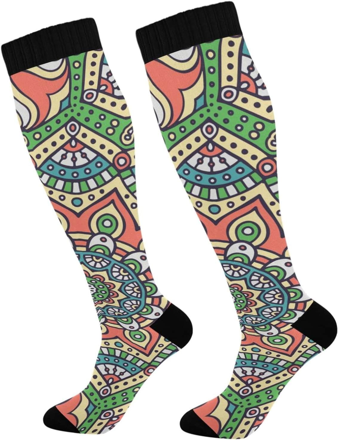 GZHJMY Mandala Compression Socks, Women Men Long Stocking (20-30mmHg ...
