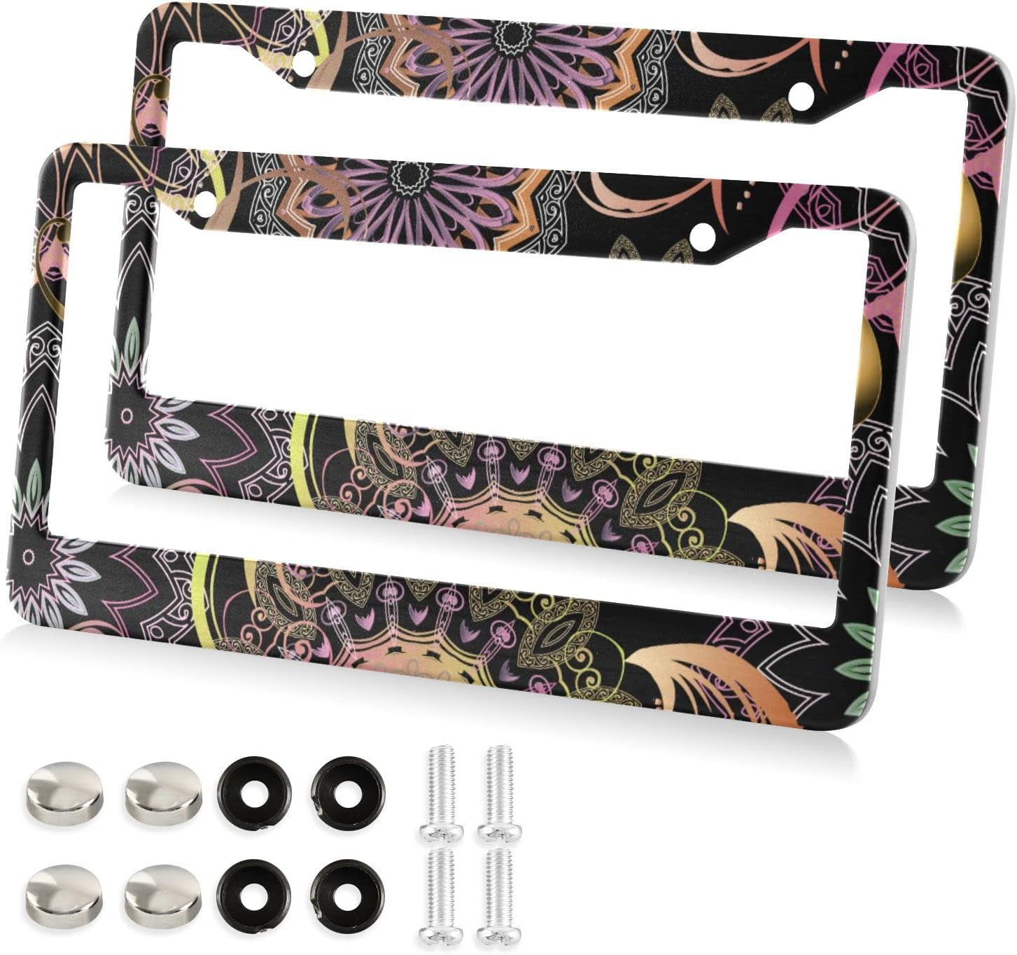 GZHJMY Mandala Ethnic Paisley Floral License Plate Frames for Women Men ...