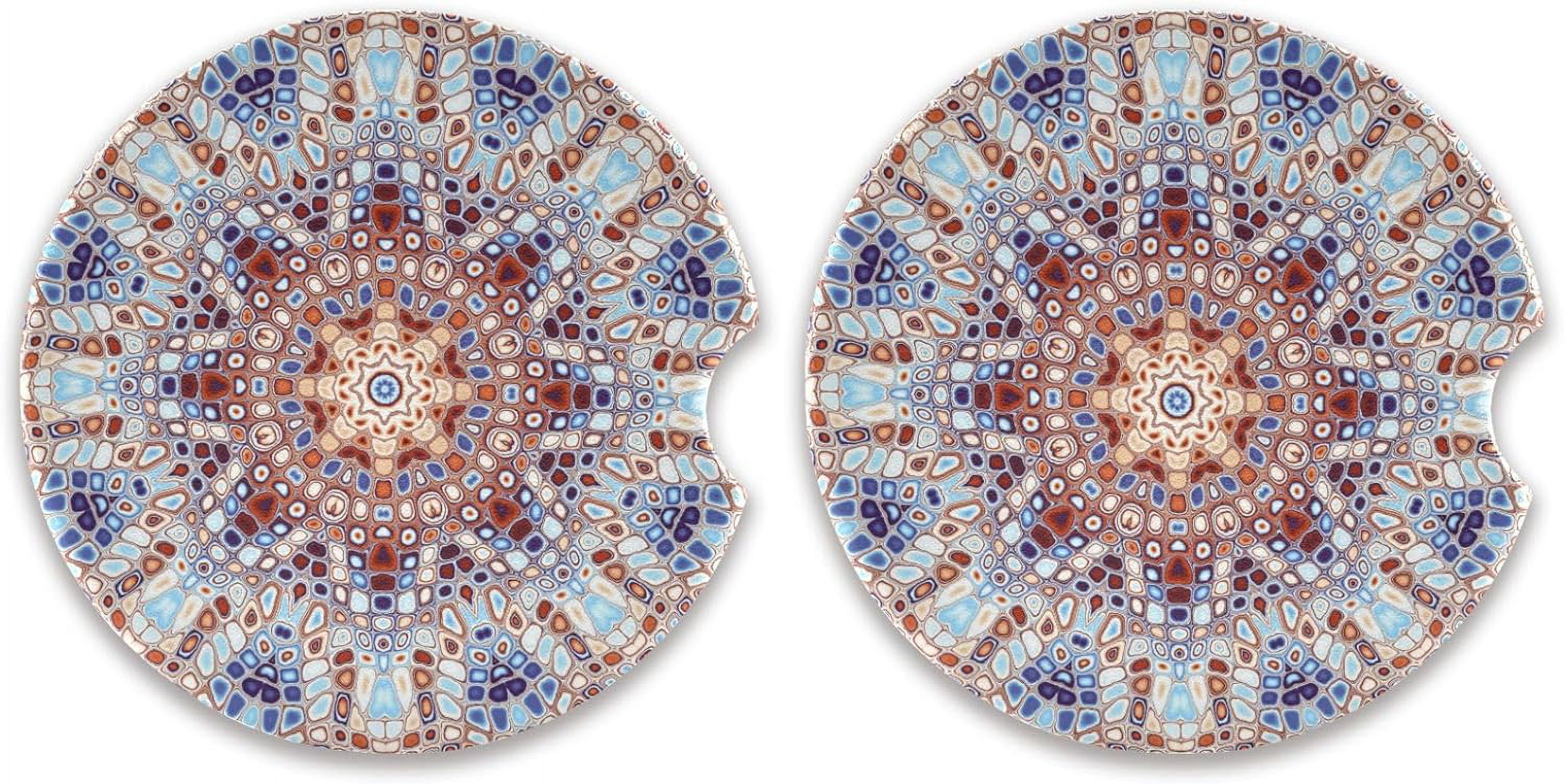 GZHJMY Mandala Pattern Car Coasters 2 Pack Drinks Absorbent Ceramic ...