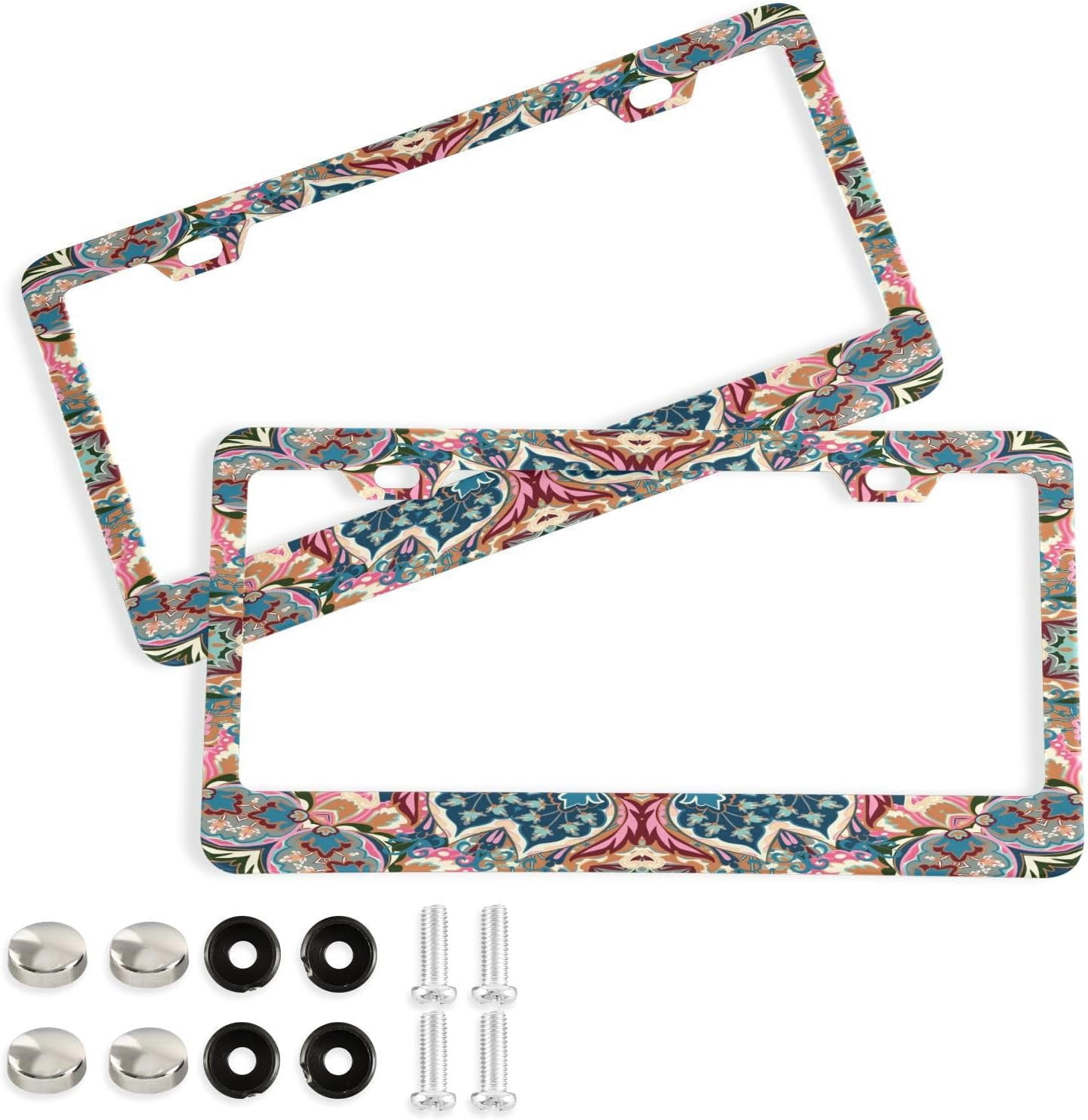 GZHJMY Mandala Pattern License Plate Frames Set of 2, Universal ...