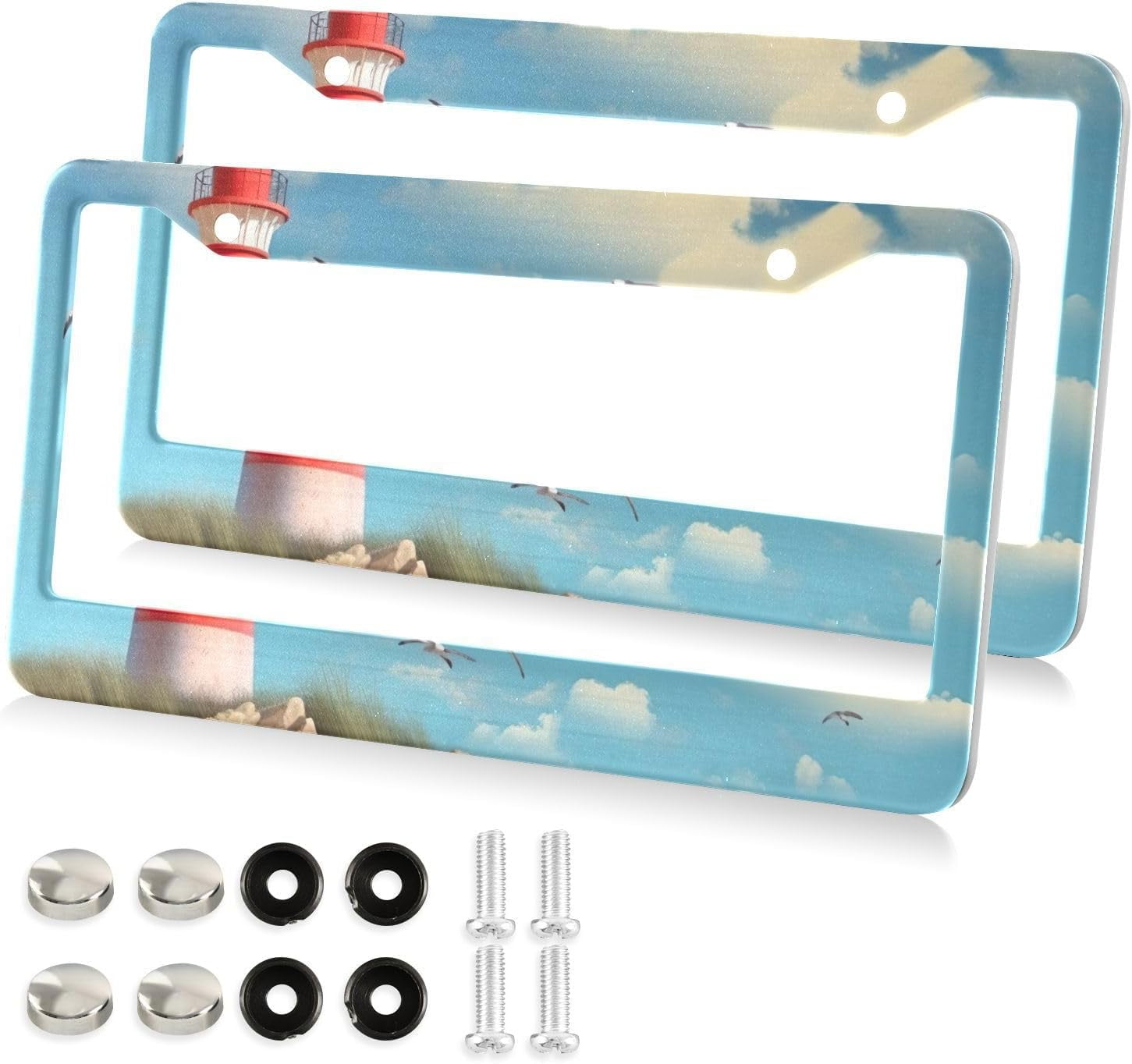 GZHJMY Manga Lighthouse License Plate Frames 2 Pack Aluminum License ...