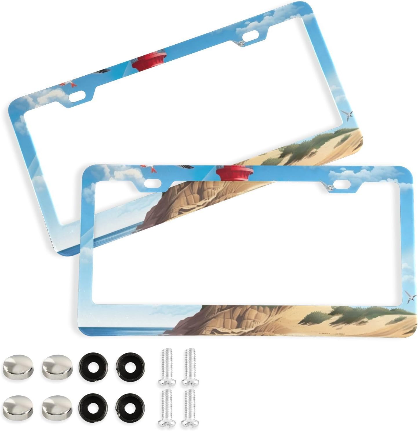 GZHJMY Manga Lighthouse License Plate Frames 2 Pack Aluminum License ...