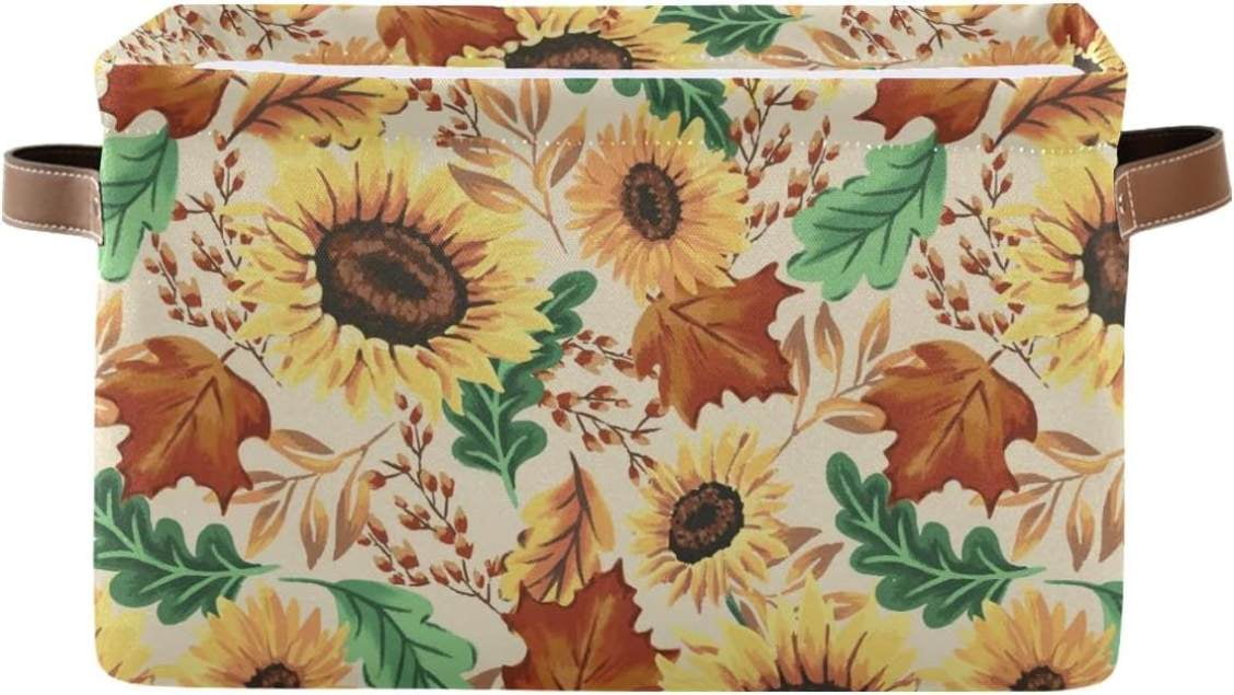 GZHJMY Maple Leaves Sunflowers Storage Basket, Collapsible Toy Storage ...