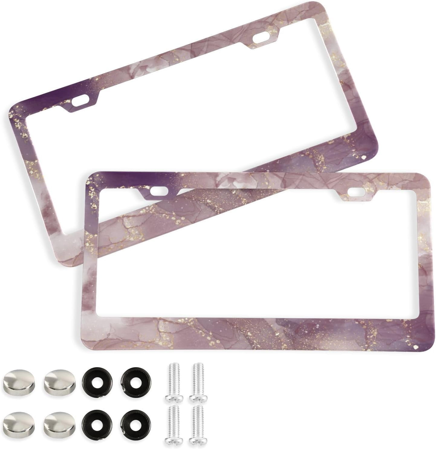 GZHJMY Marble Car License Plate Frame, 2 Pack Aluminum License Plate ...
