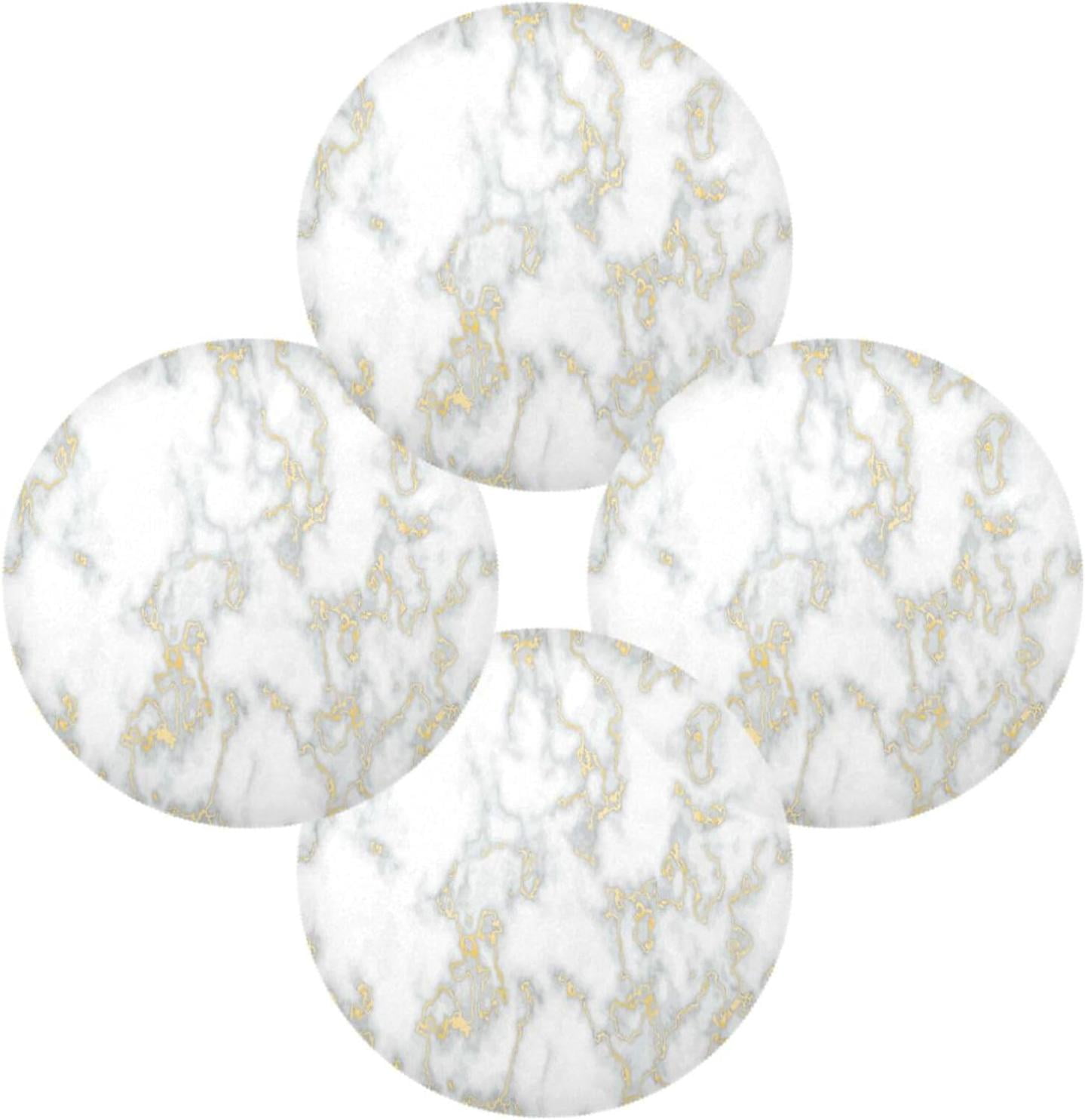 GZHJMY Marble Round Placemats, 4 Pack Table Mats for Kitchen Washable ...