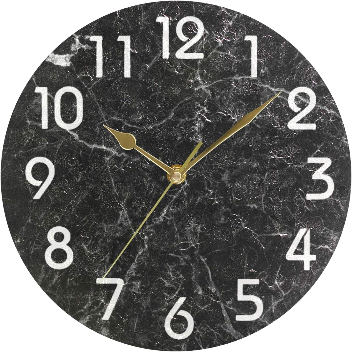 GZHJMY Marble Stone Print Round Wall Clock, 9.5 Inch Battery Operated ...