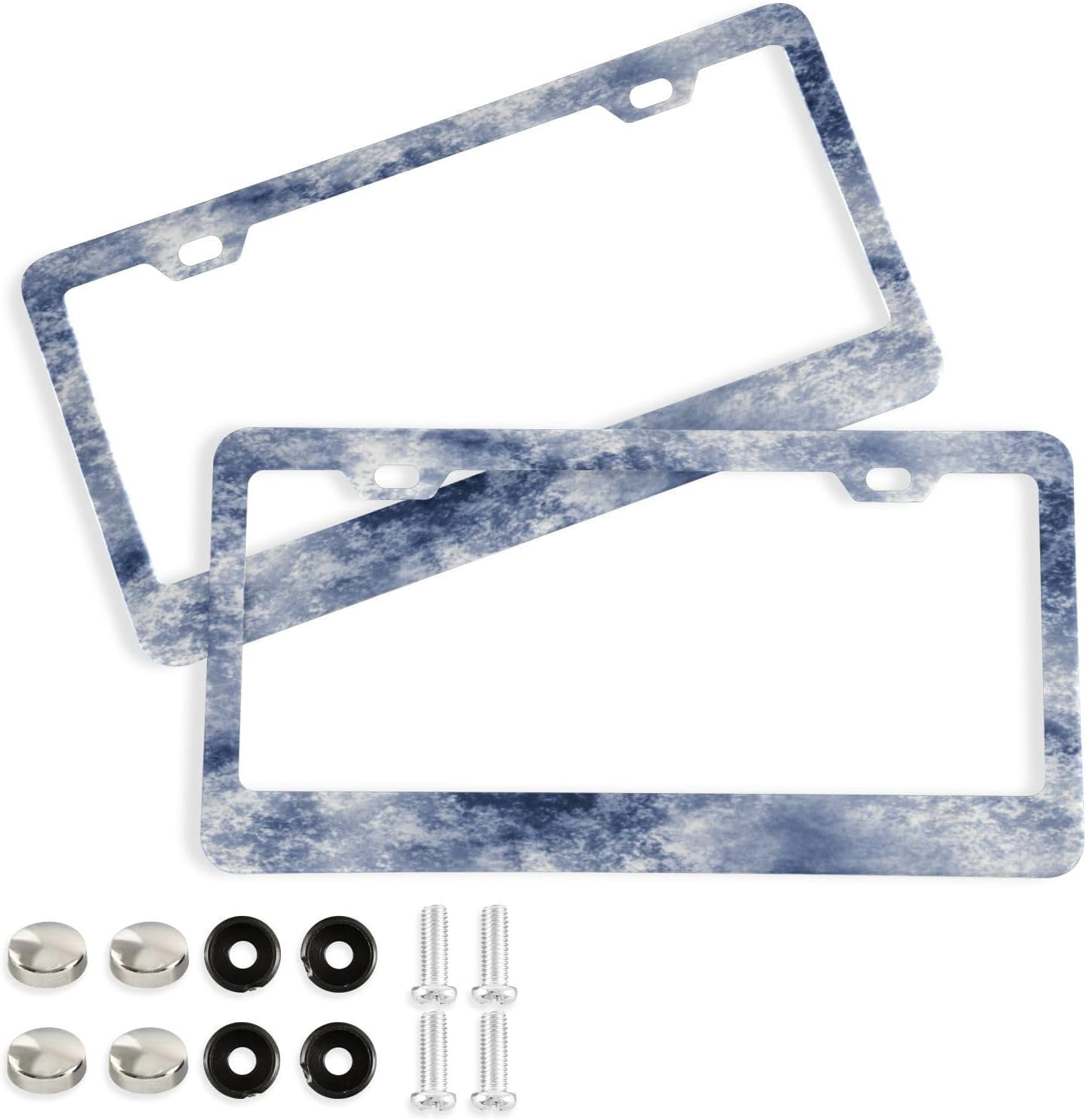 GZHJMY Marble Texture Car License Plate Frame, 2 Pack Aluminum License ...