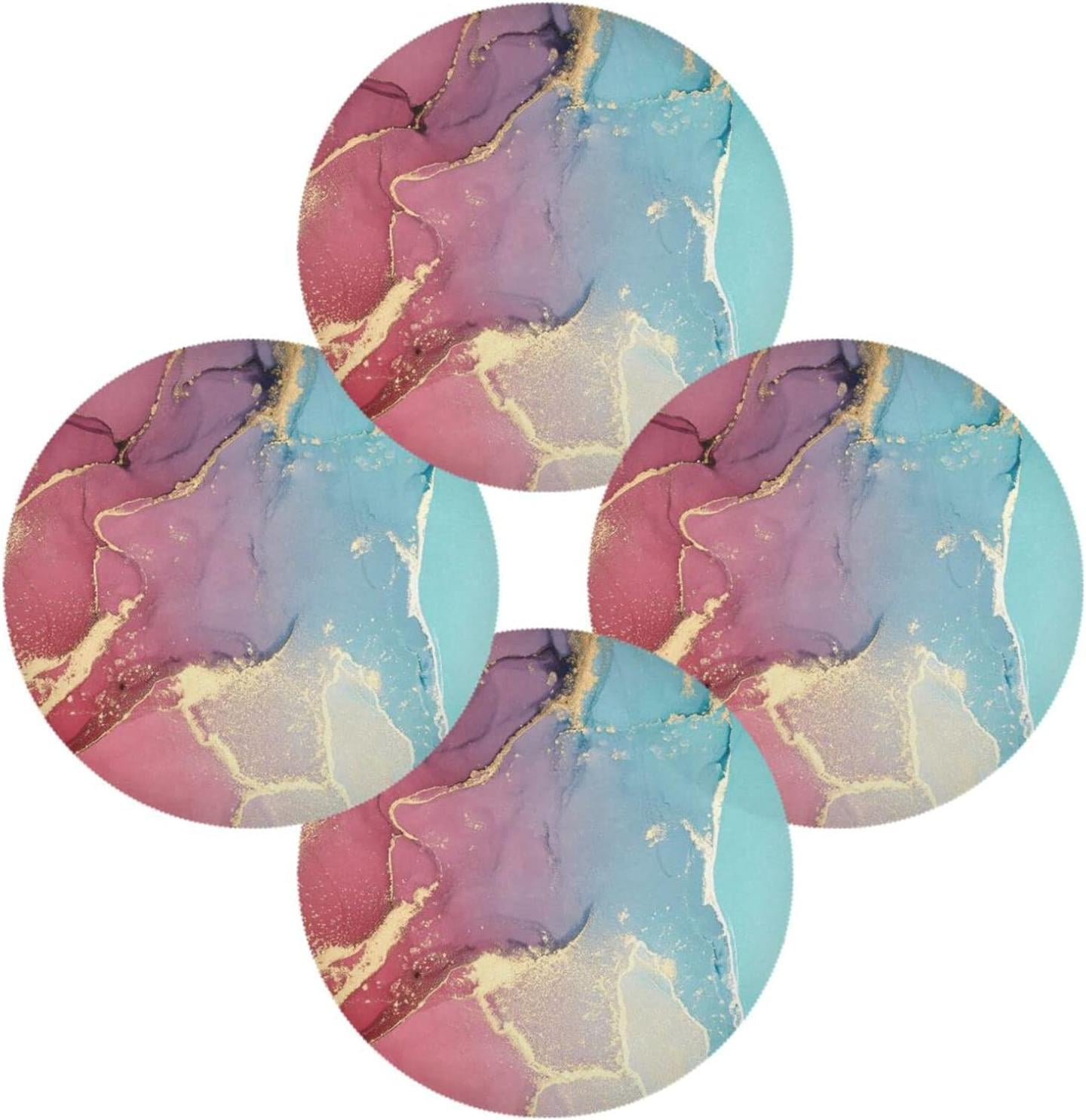 GZHJMY Marble Texture Round Placemats for Dining Table, Non-Slip Heat ...