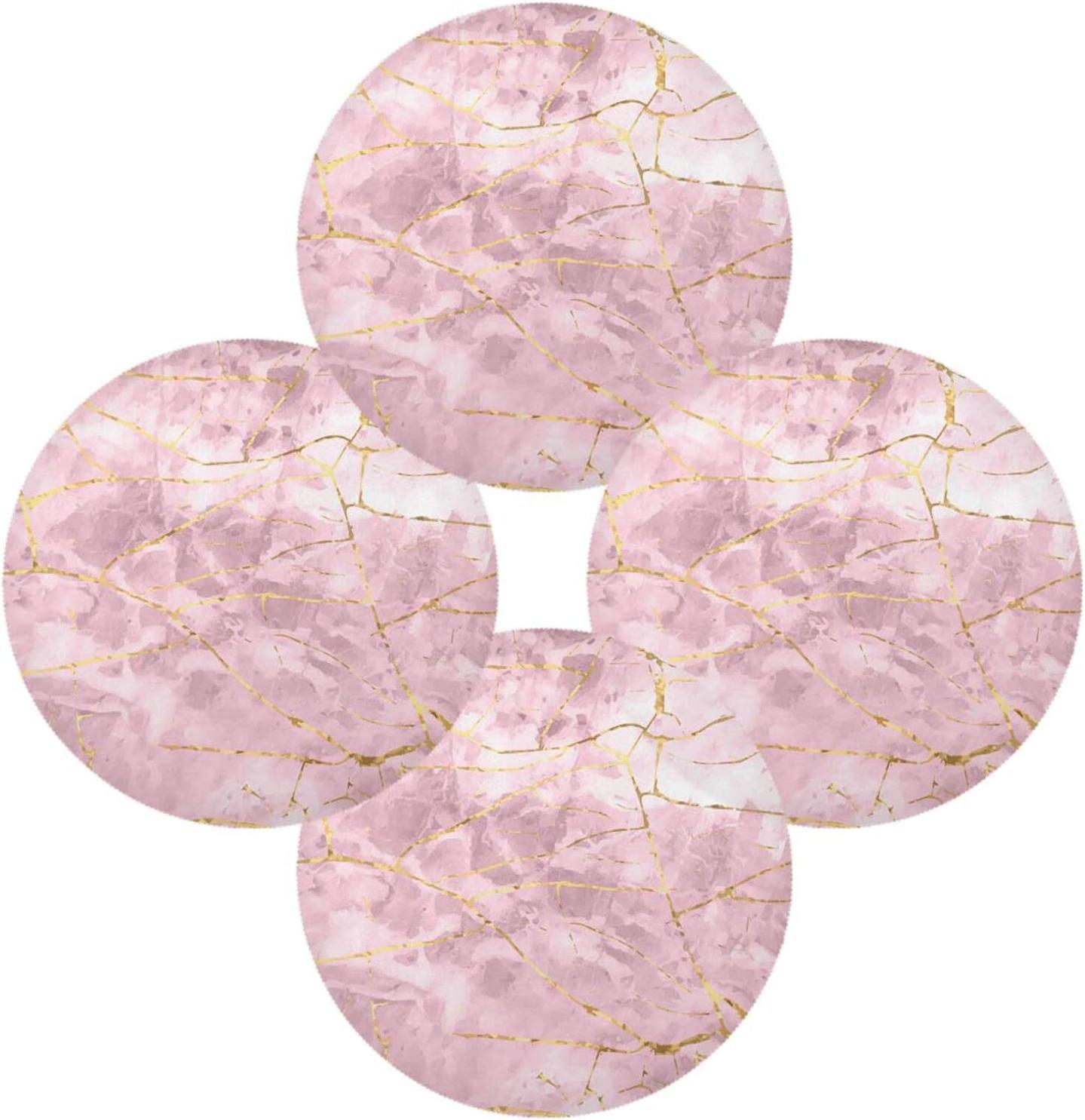 GZHJMY Marble Texture Round Placemats for Dining Table, Non-Slip Heat ...