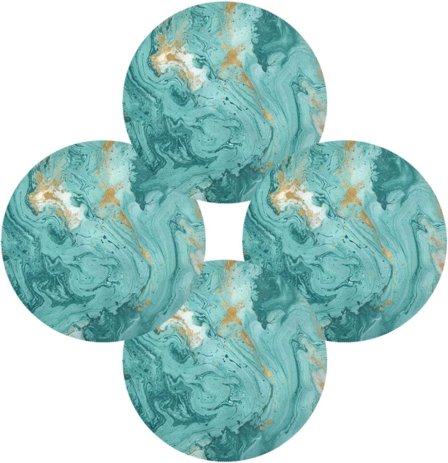 GZHJMY Marble Texture Round Placemats for Dining Table, Non-Slip Heat ...