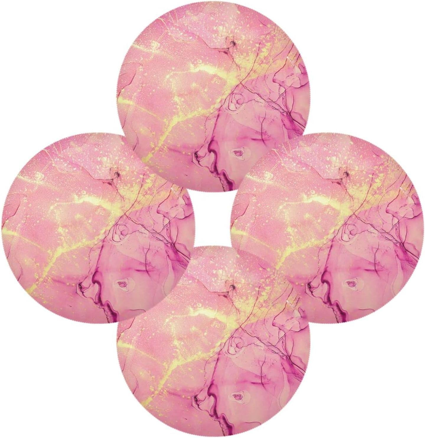 GZHJMY Marble Texture Round Placemats for Dining Table, Non-Slip Heat ...