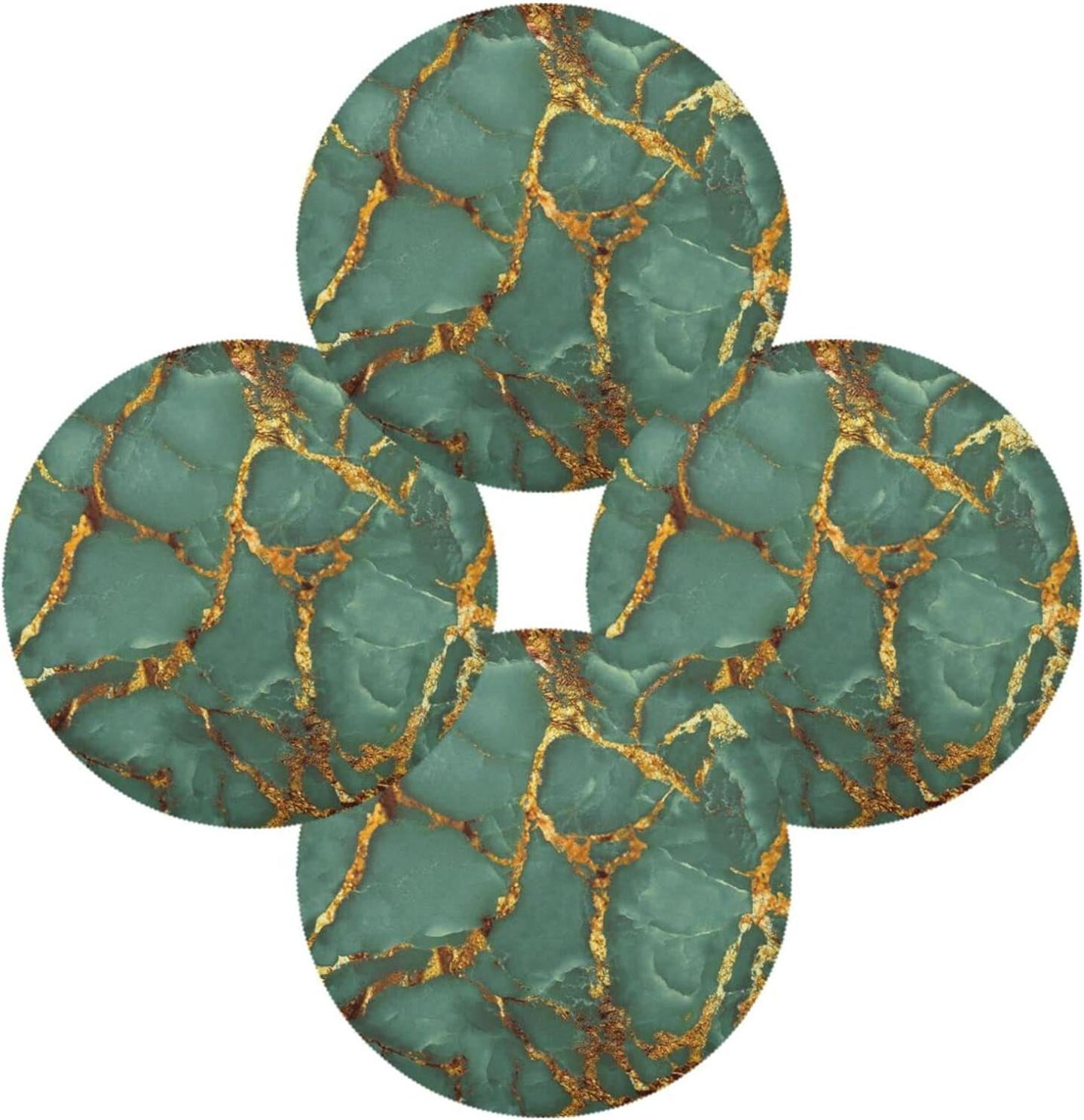 GZHJMY Marble Texture Round Placemats for Dining Table, Non-Slip Heat ...